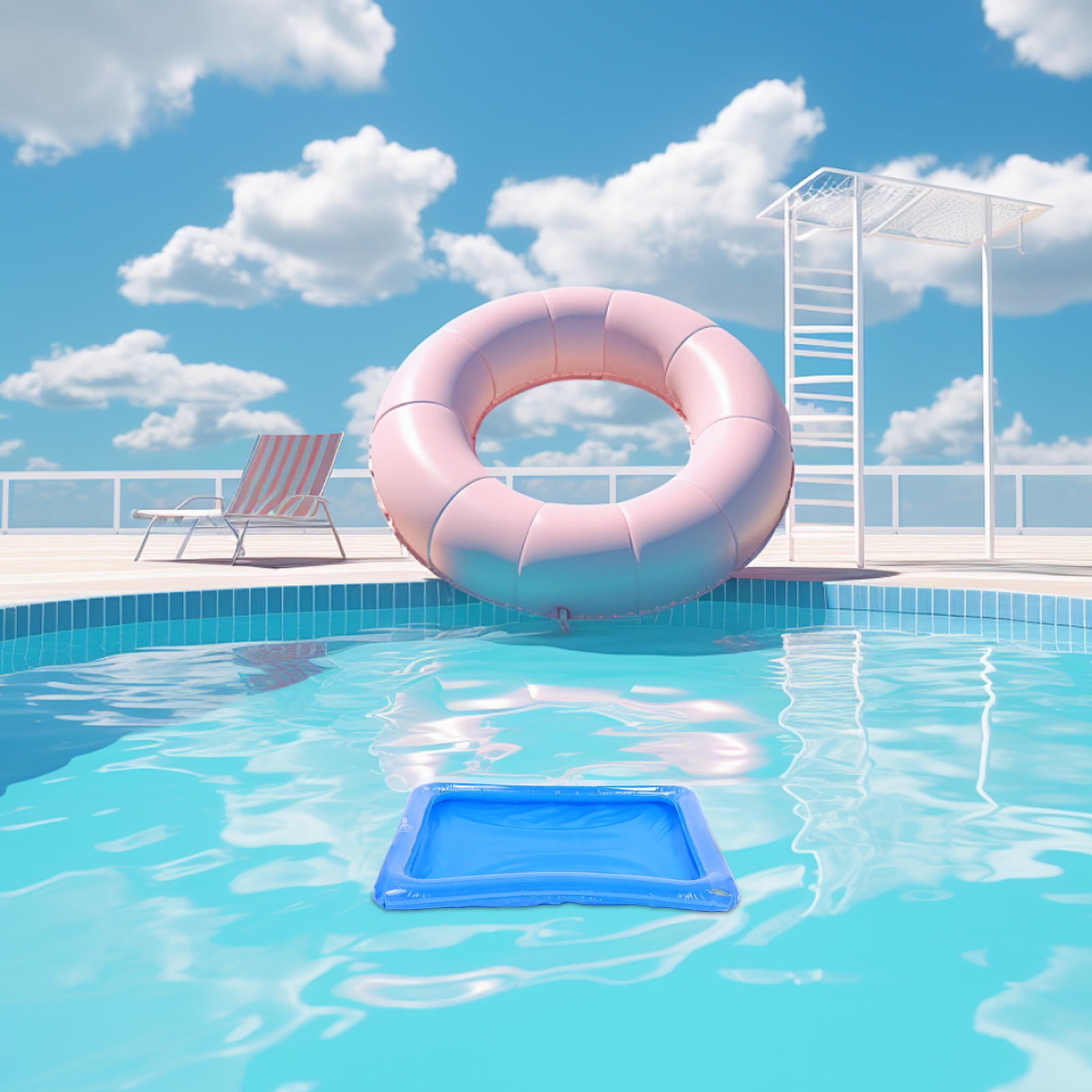 KAKOWELY 1Set Inflatable Sand Table Blue Rectangular Floating Food Tray ...