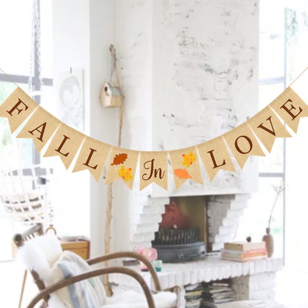 KAKOWELY 1Set Wedding Bunting Banners Linen Material Simple Design for ...