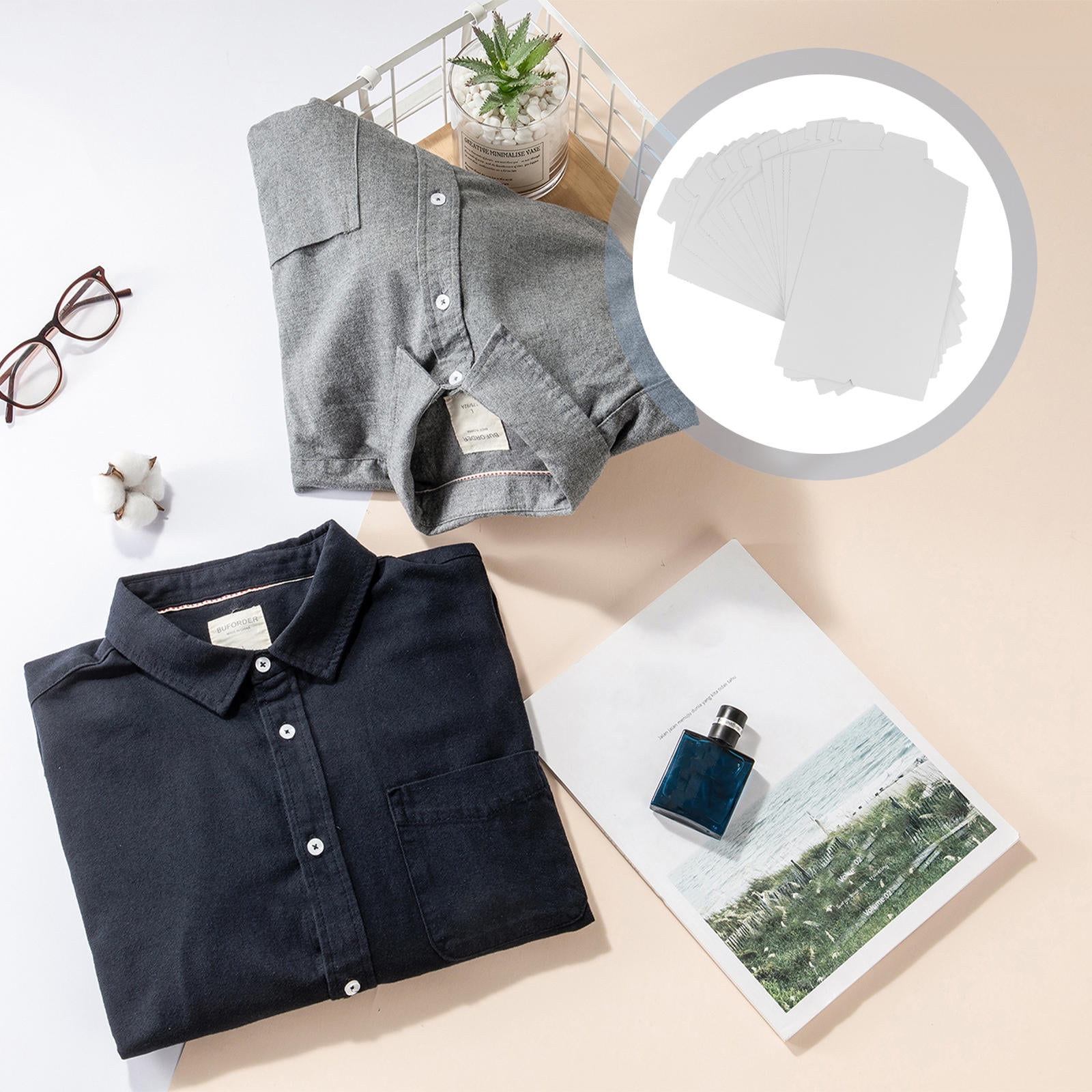 KAKOWELY 20Pack Clothing Folder Board White Paper Material Rectangular ...