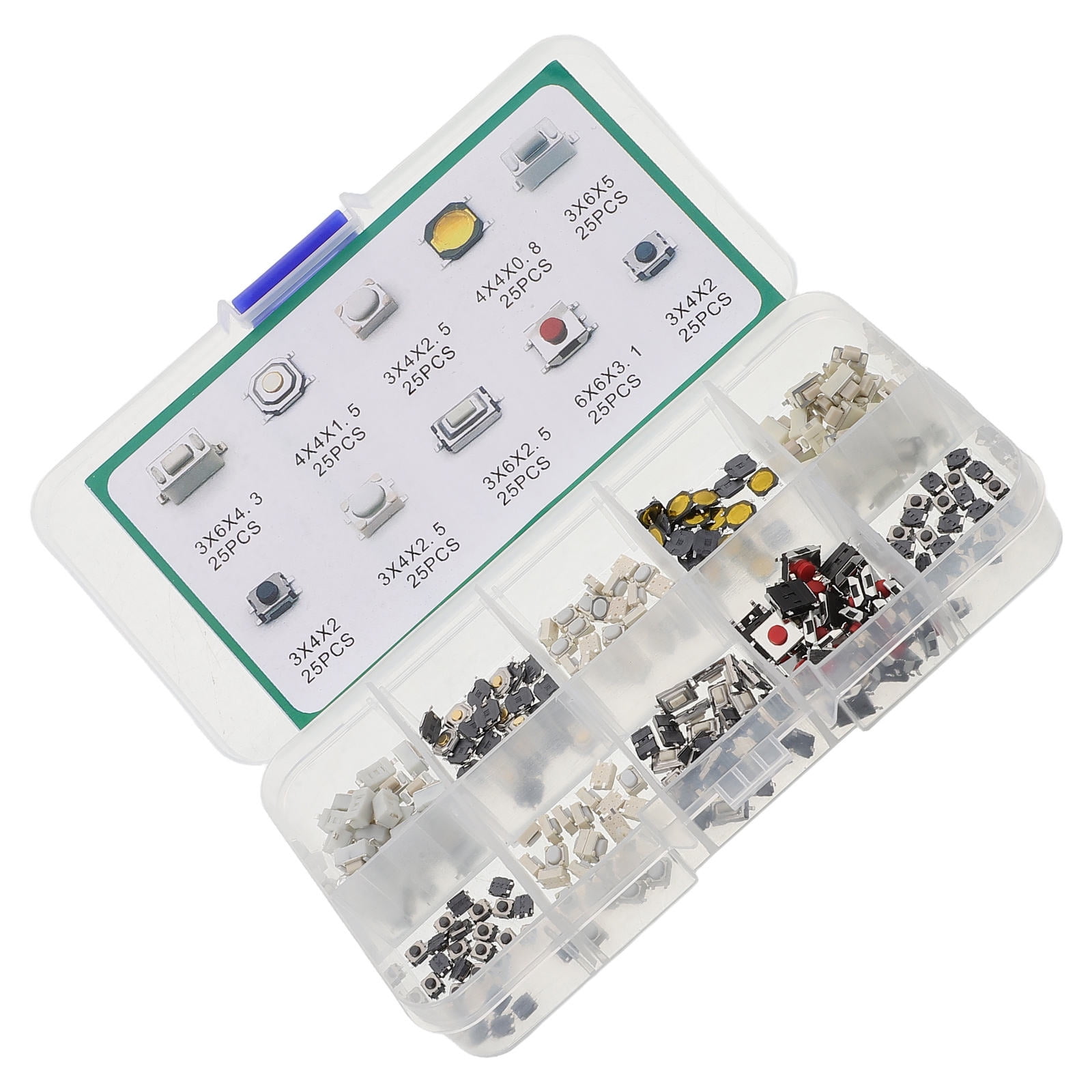 KAKOWELY 250Pcs Micro Push Button Switch Plastic Square Round for ...