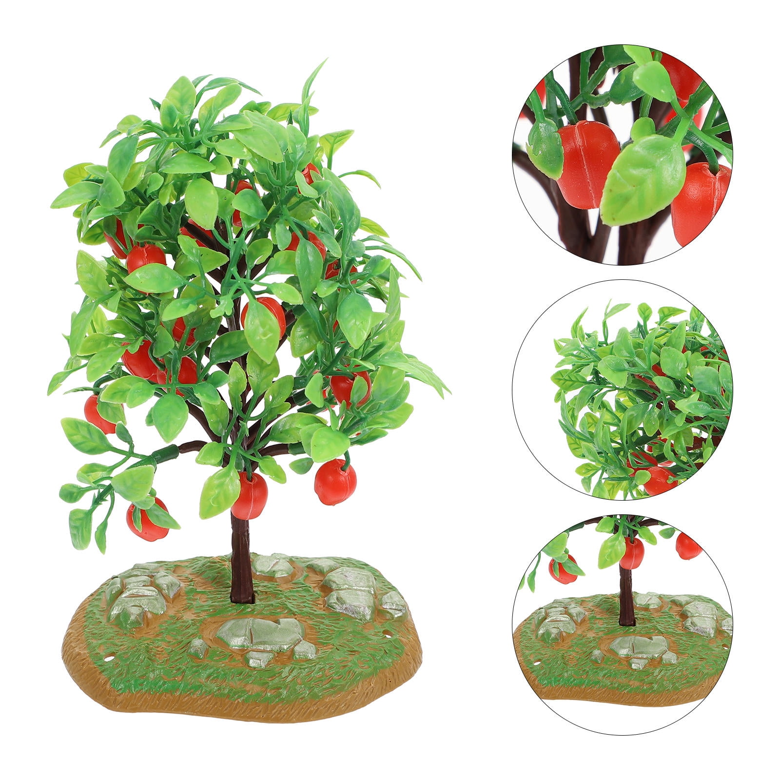 KAKOWELY 2Pcs Faux Fruit Decor Realistic Green Plastic Tree Shape For ...