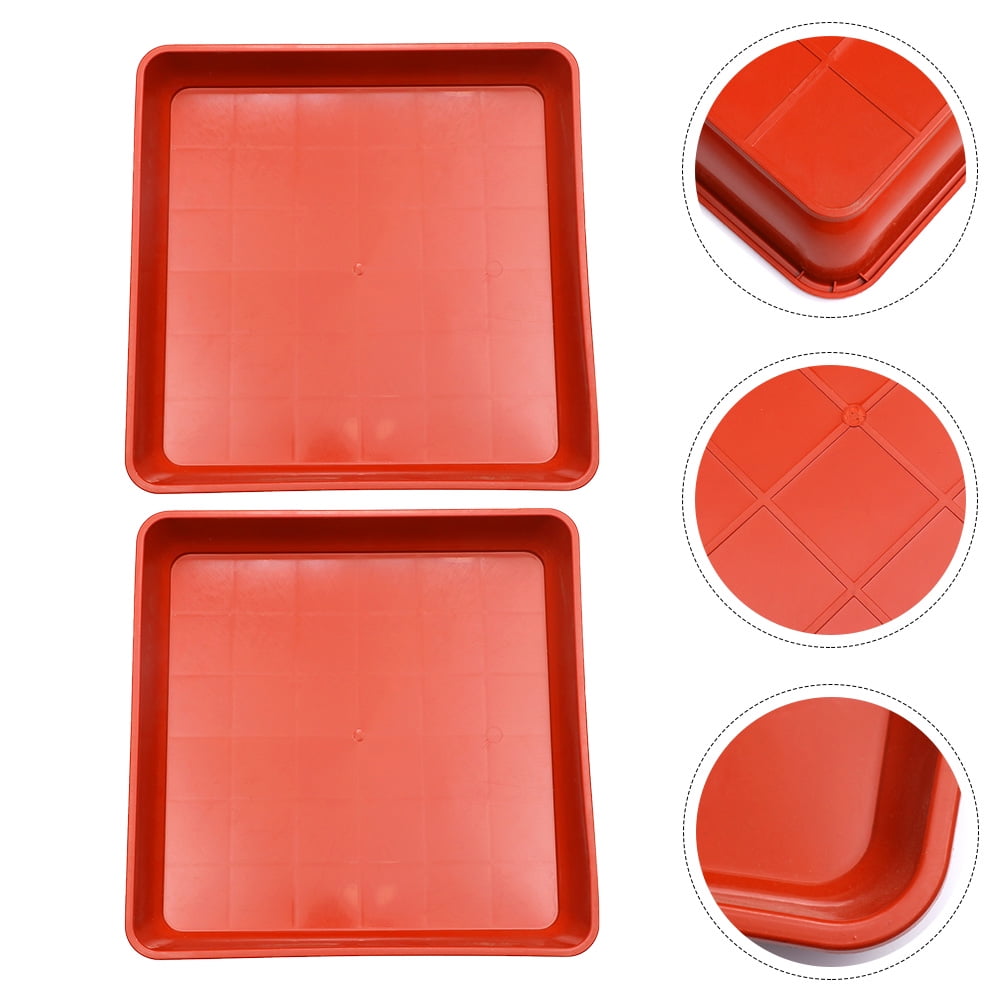 KAKOWELY 2Pcs Red Plastic Square Tray for Flower Pots and Surface ...