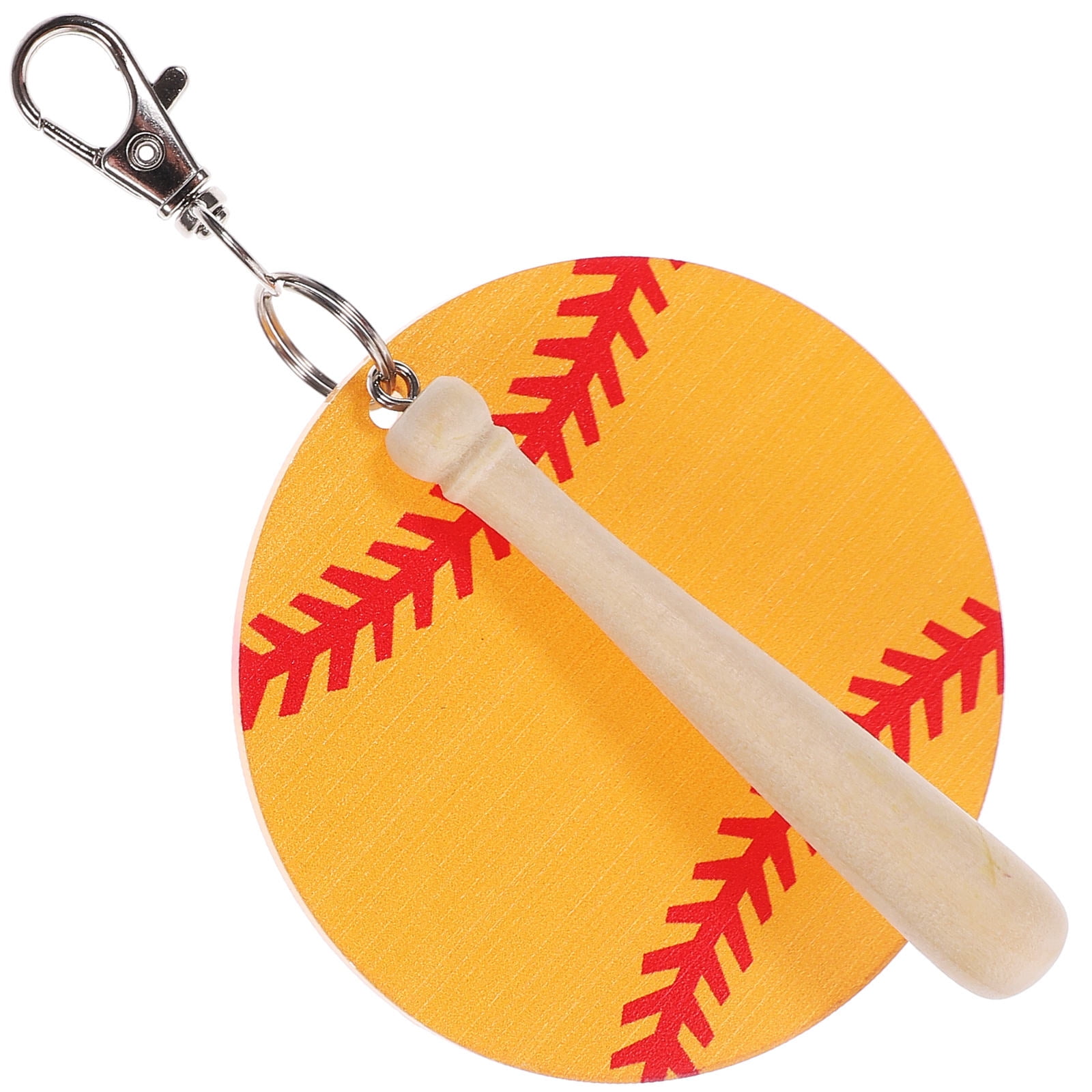 KAKOWELY Baseball Keychains Wooden Yellow 2Pcs 3X3X0.1In - Walmart.com