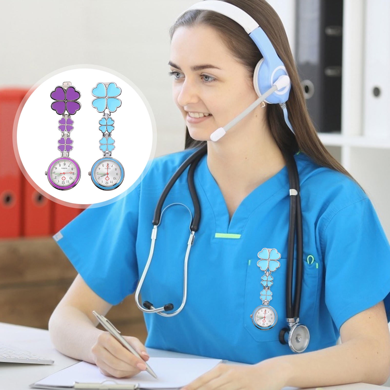 KAKOWELY 2Set Nurse Gear Hanging Pocket Watch Assorted Color Time Check ...