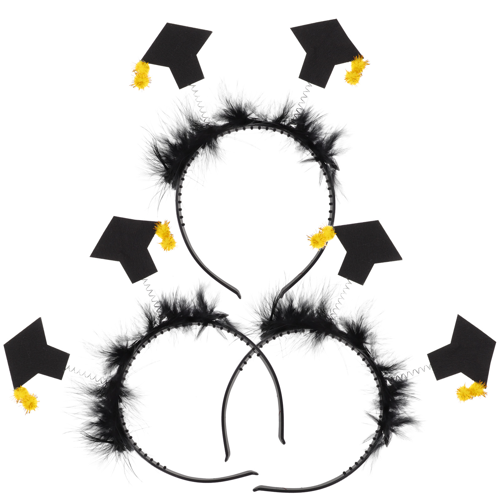 KAKOWELY 3Pcs Circular Yellow Graduation Cap Decorations for Prom and ...