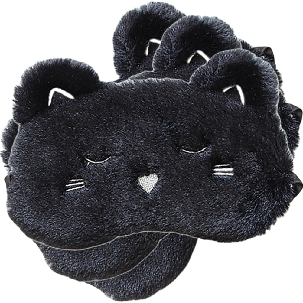 KAKOWELY Cute Sleeping Eye Mask Black Plush 3Set 7.07X4.32X0.39in ...