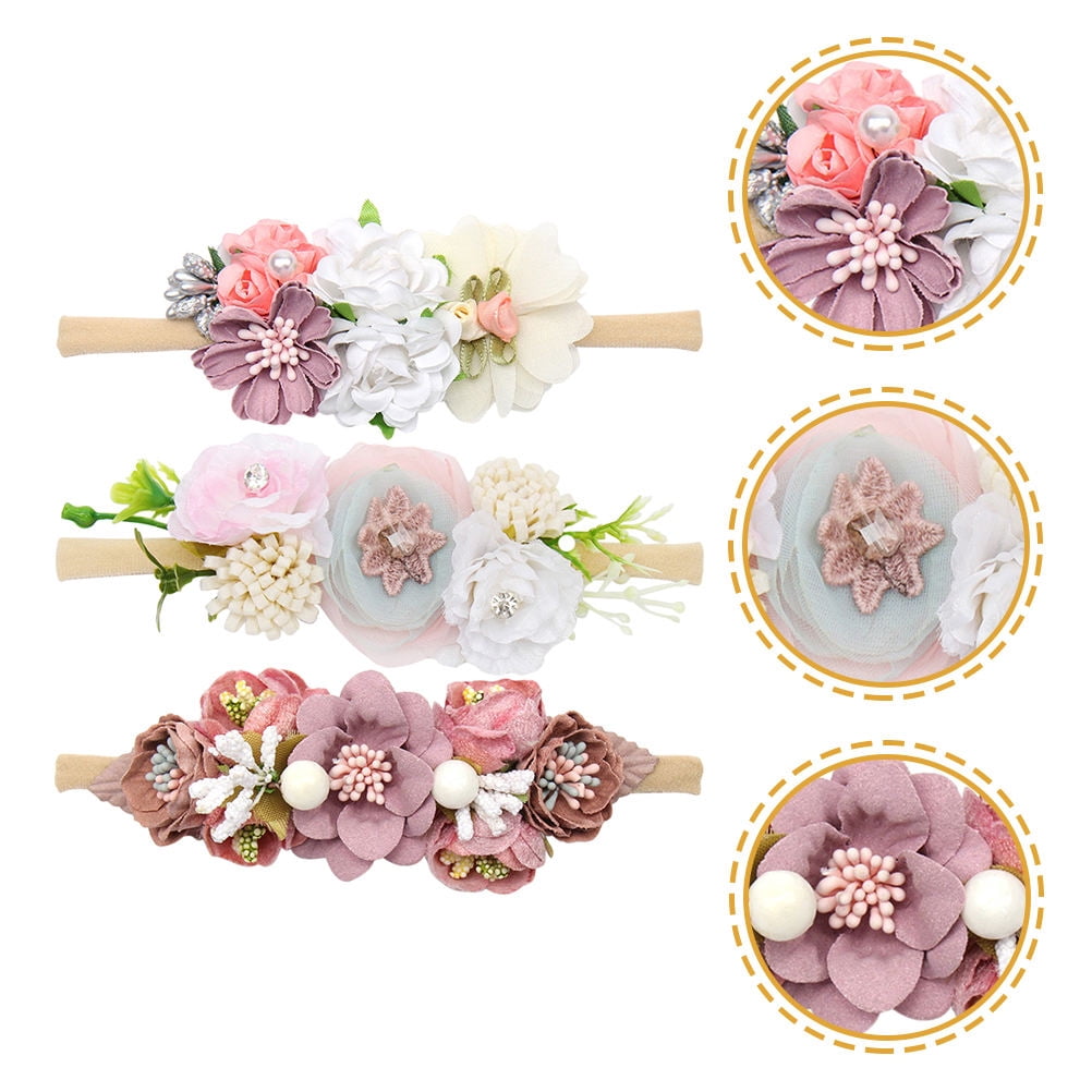 KAKOWELY 3Set Pink White Purple Multicolor Infant Headbands for Baby ...