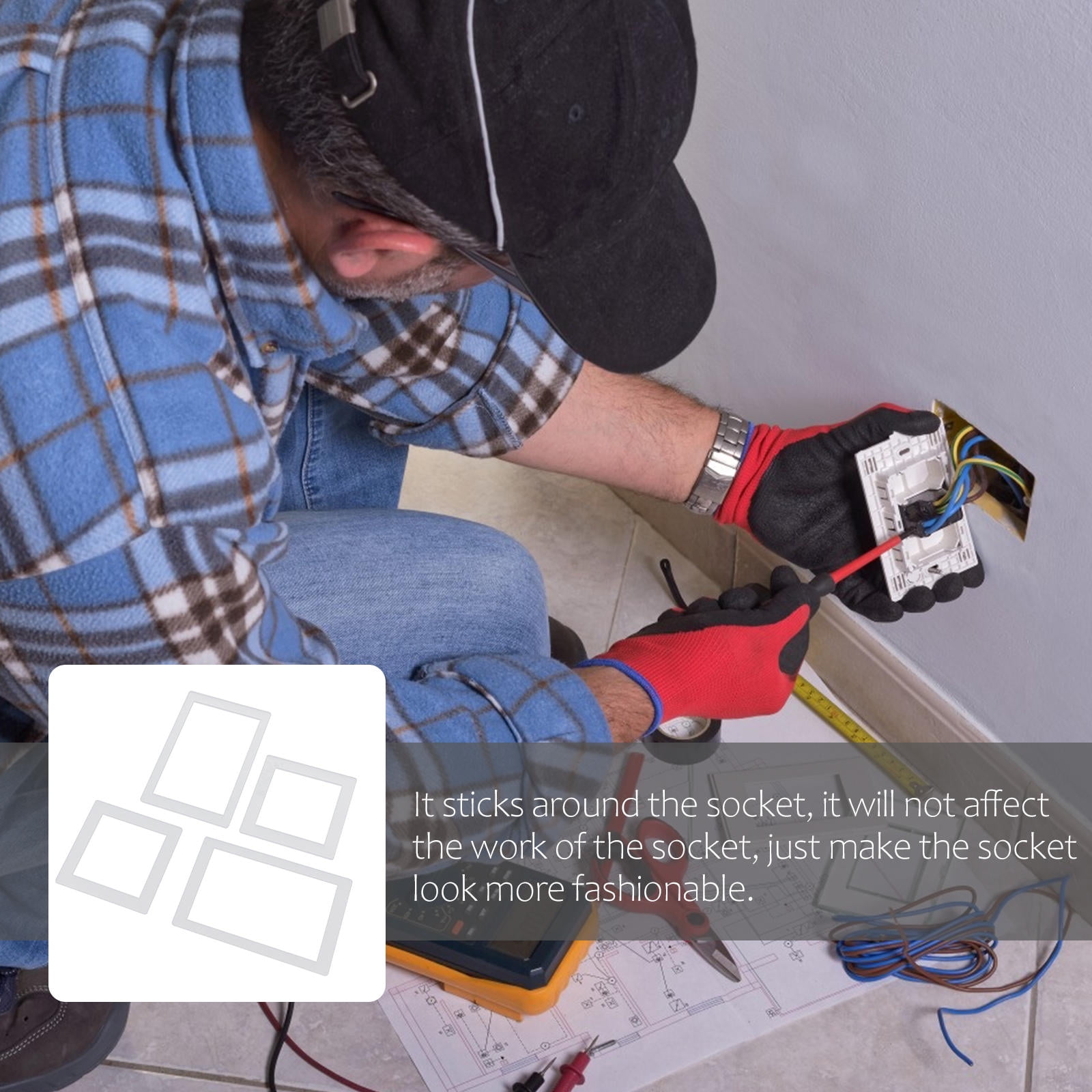 KAKOWELY 4Pcs Easy to Apply and Remove Acrylic Transparent Wall Socket ...