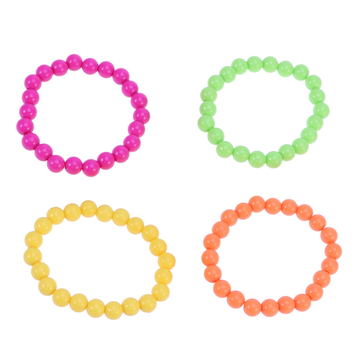 KAKOWELY 4Pcs Neon Beads Bracelets For Girls Dress Up Accessory Round ...