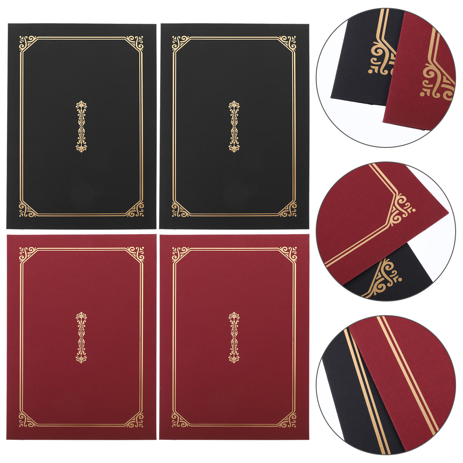 KAKOWELY 4Pcs Rectangular Black Gold Paper Certificate Holder for ...