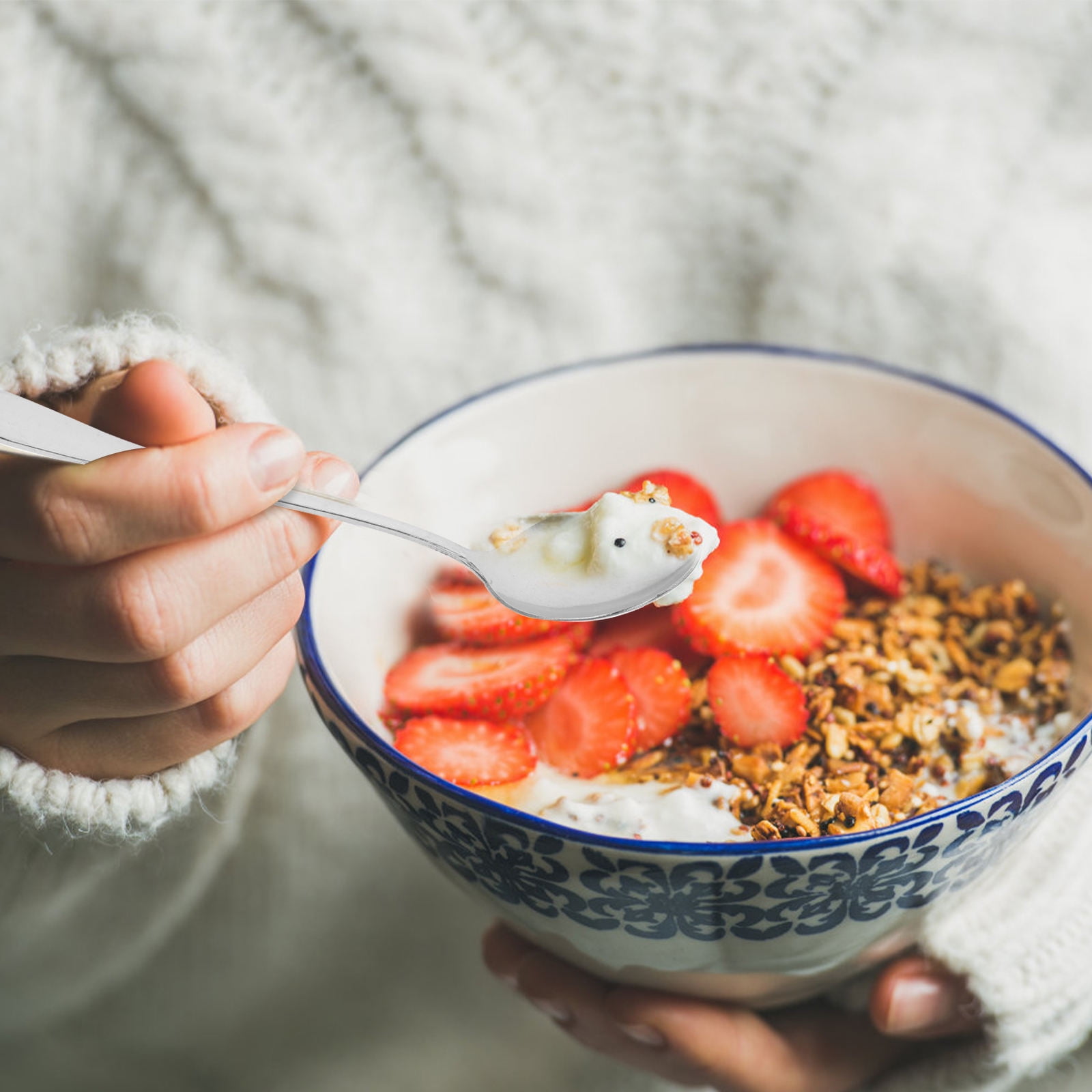 KAKOWELY 6Pcs 17.5X3CM Smooth Metal Spoon For Easy Cleaning And Multi ...