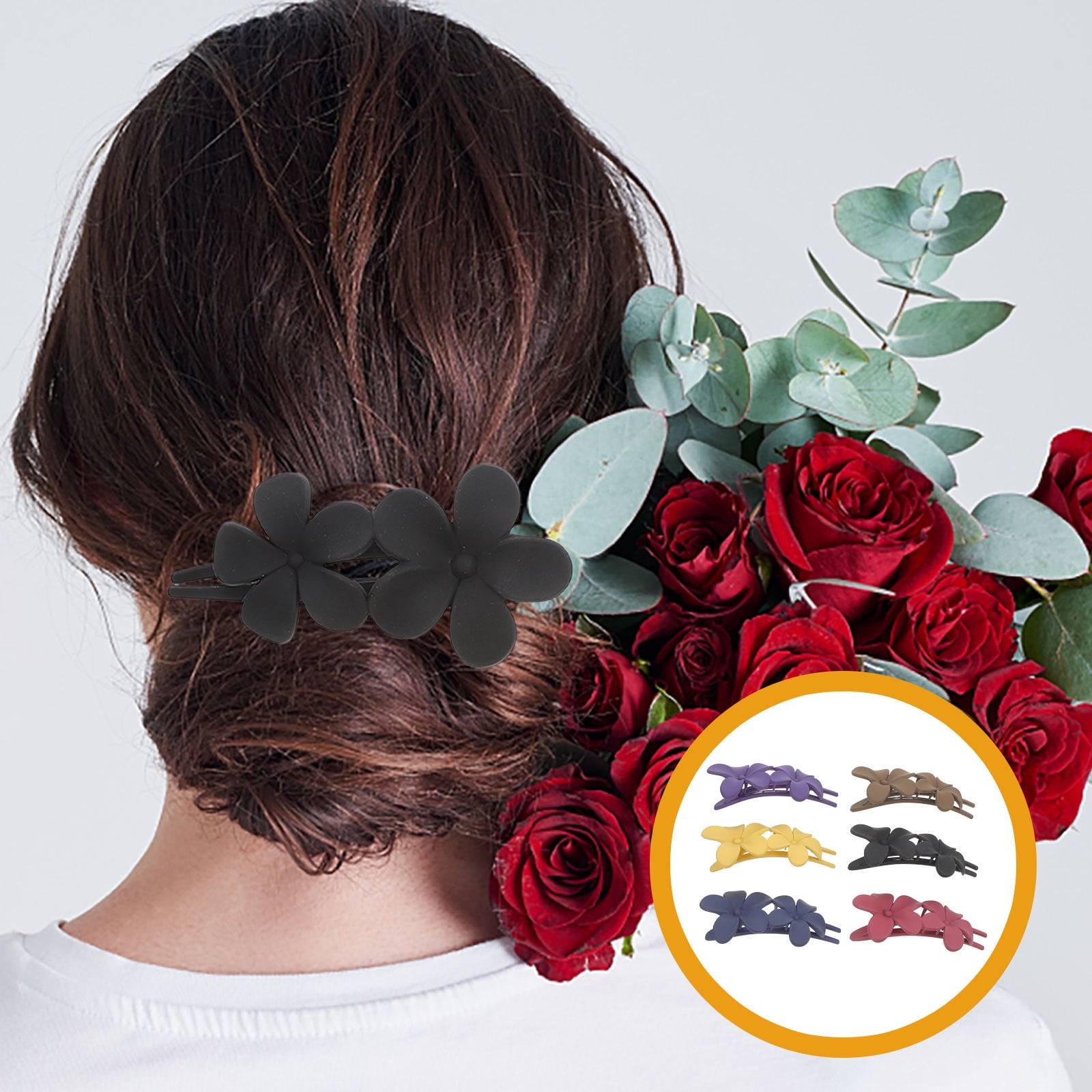 KAKOWELY 6Pcs Brown Large Hair Claw Clips Material Classic Colors For ...