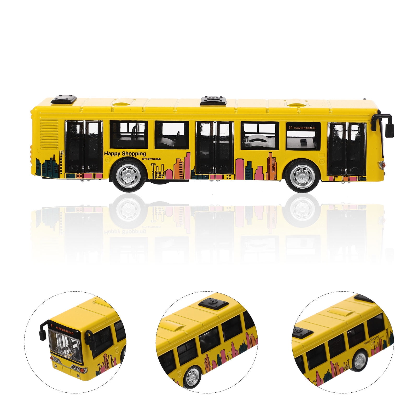 KAKOWELY 6Pcs Model Buses For Kids Alloy And Plastic Promotes Color ...