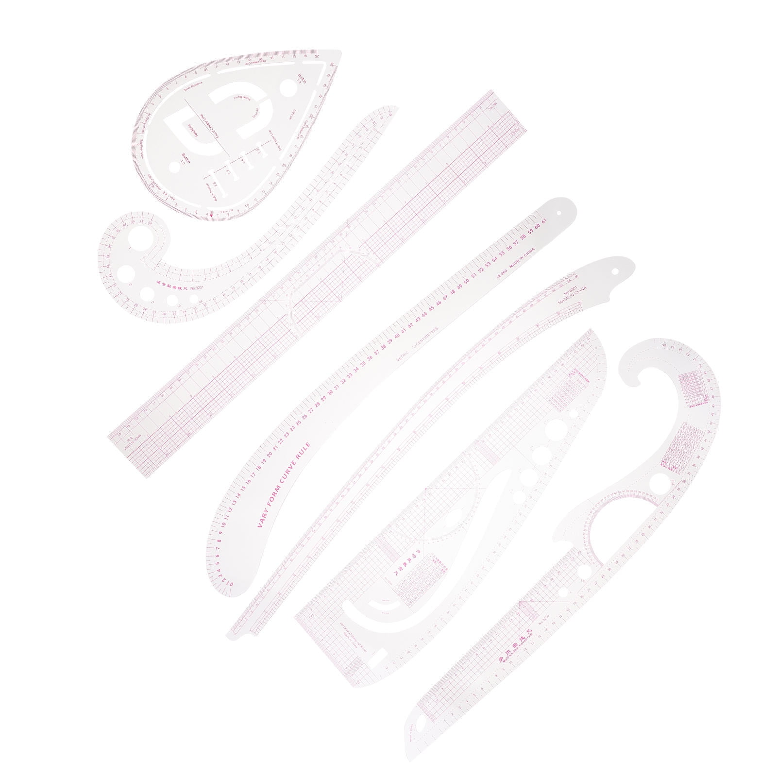 KAKOWELY 7 Pcs Clothing Rulers Multi Function Clothing Sample Cutting ...