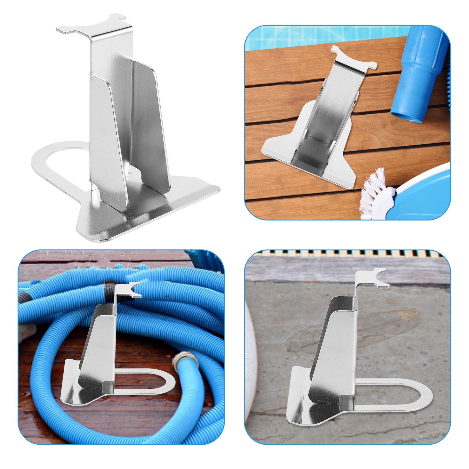 KAKOWELY Hose Support Brackets Swimming Pool Hose Holder Metal Silver ...