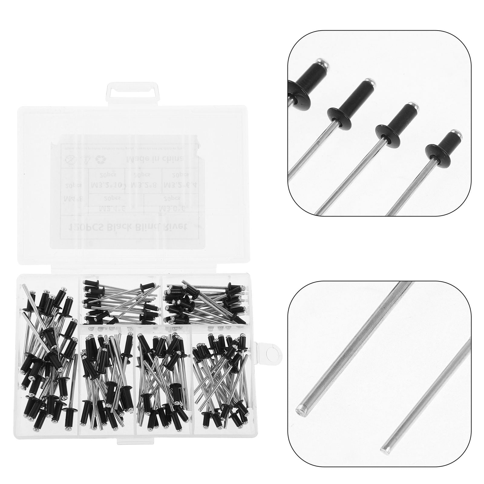 KAKOWELY Rivets Set 120Pcs Mixed Sizes Blind Rivets for Various Fields ...