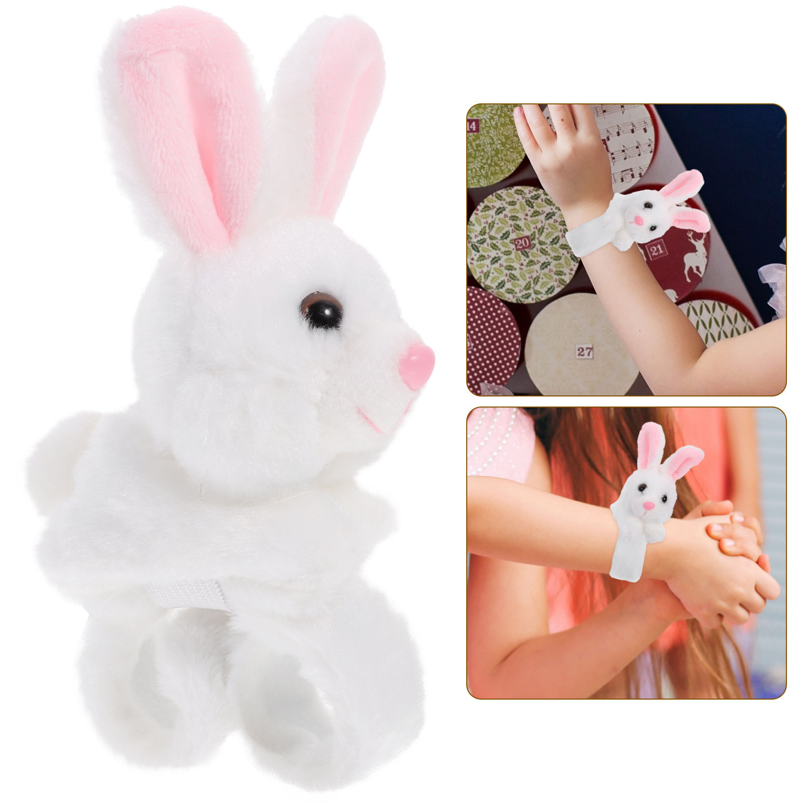 KAKOWELY Slap Bracelet Stuffed Animal for Kids Round Shape Flannel ...