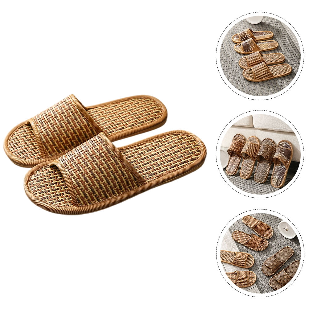 KAKOWELY Unisex Slippers Home Use Woven Rattan Straw Easy to Wear and ...