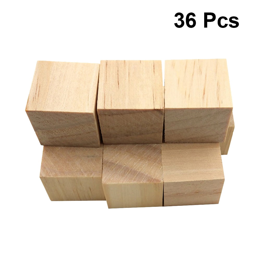 KAKOWELY Square Wood Block Pine Wood 36Pcs 1.5In Diy Projects - Walmart.com