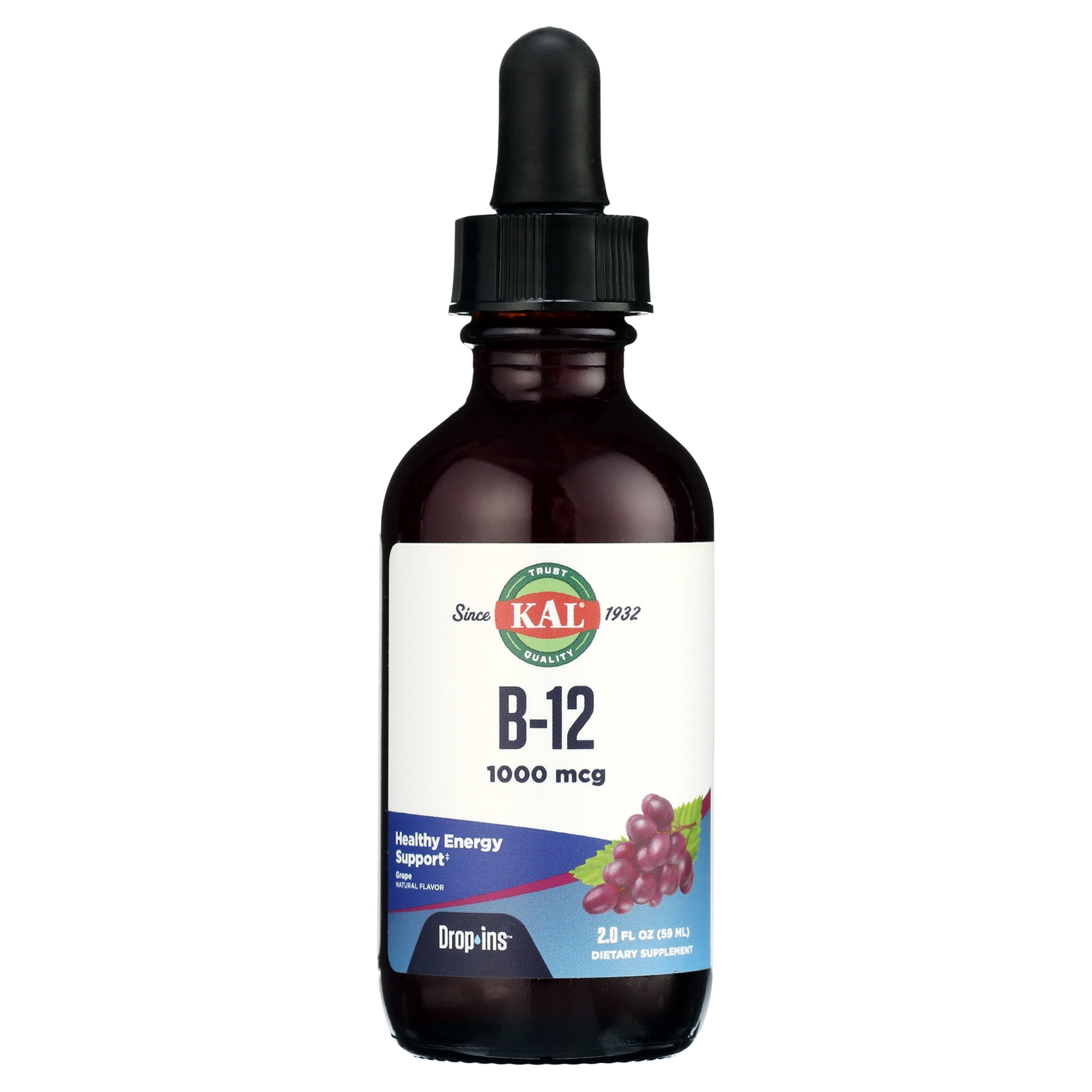 KAL B-12 1000 mcg DropIns | Natural Grape Flavor | Energy & Metabolism ...