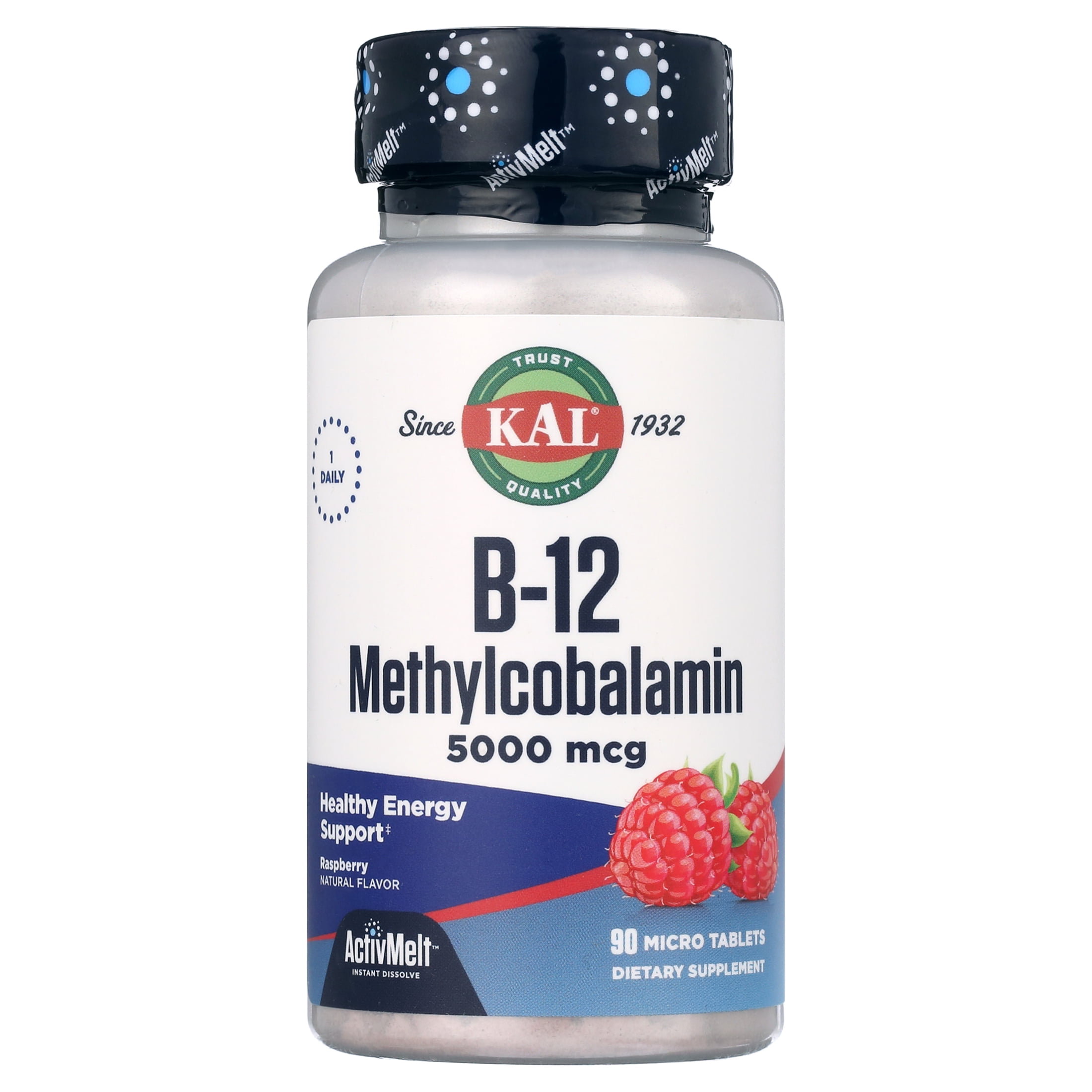 KAL B-12 Methylcobalamin 5000mcg, Raspberry | Metabolism, Energy & Red ...