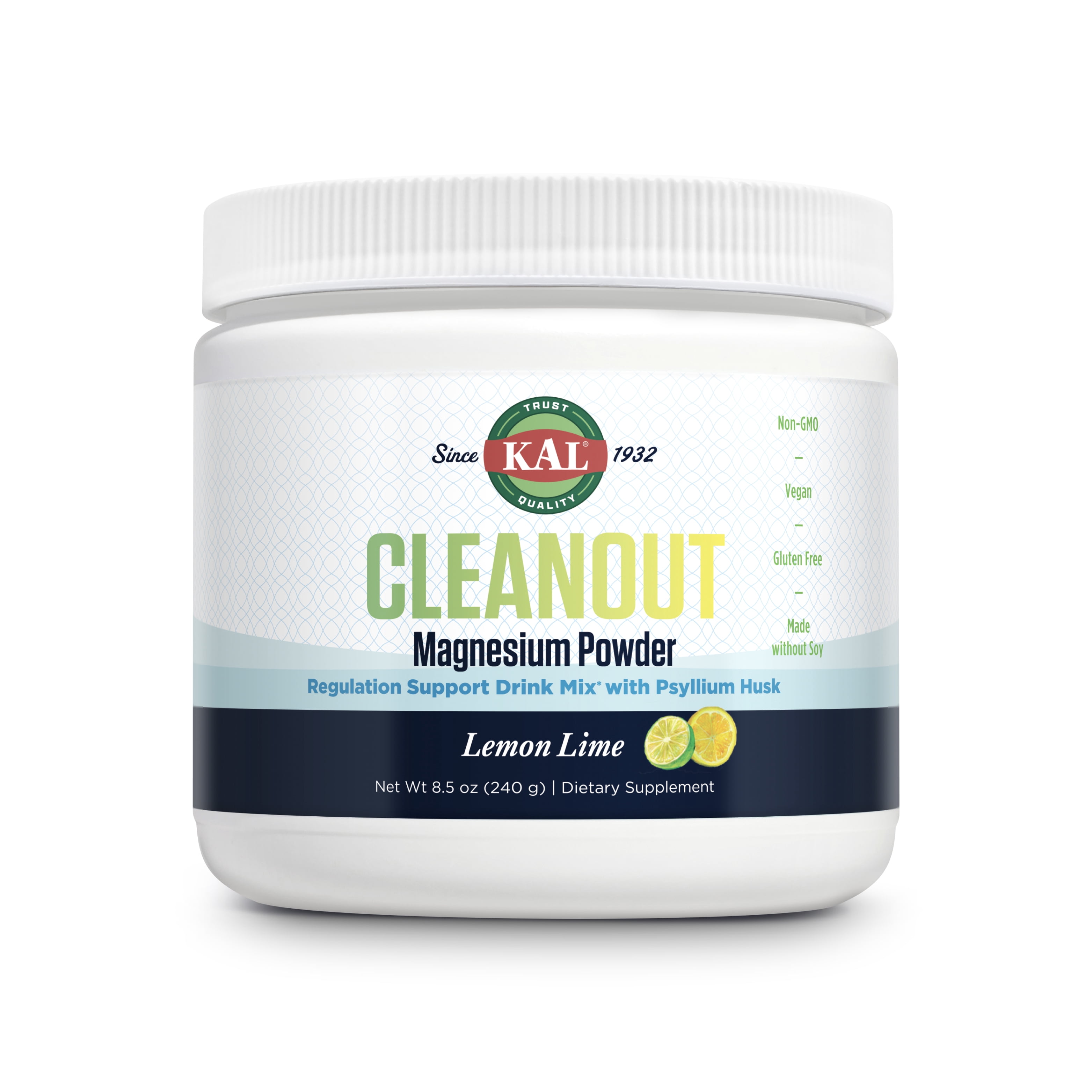 KAL Cleanout Magnesium Plus Psyllium Husk Powder - Lemon Lime ...