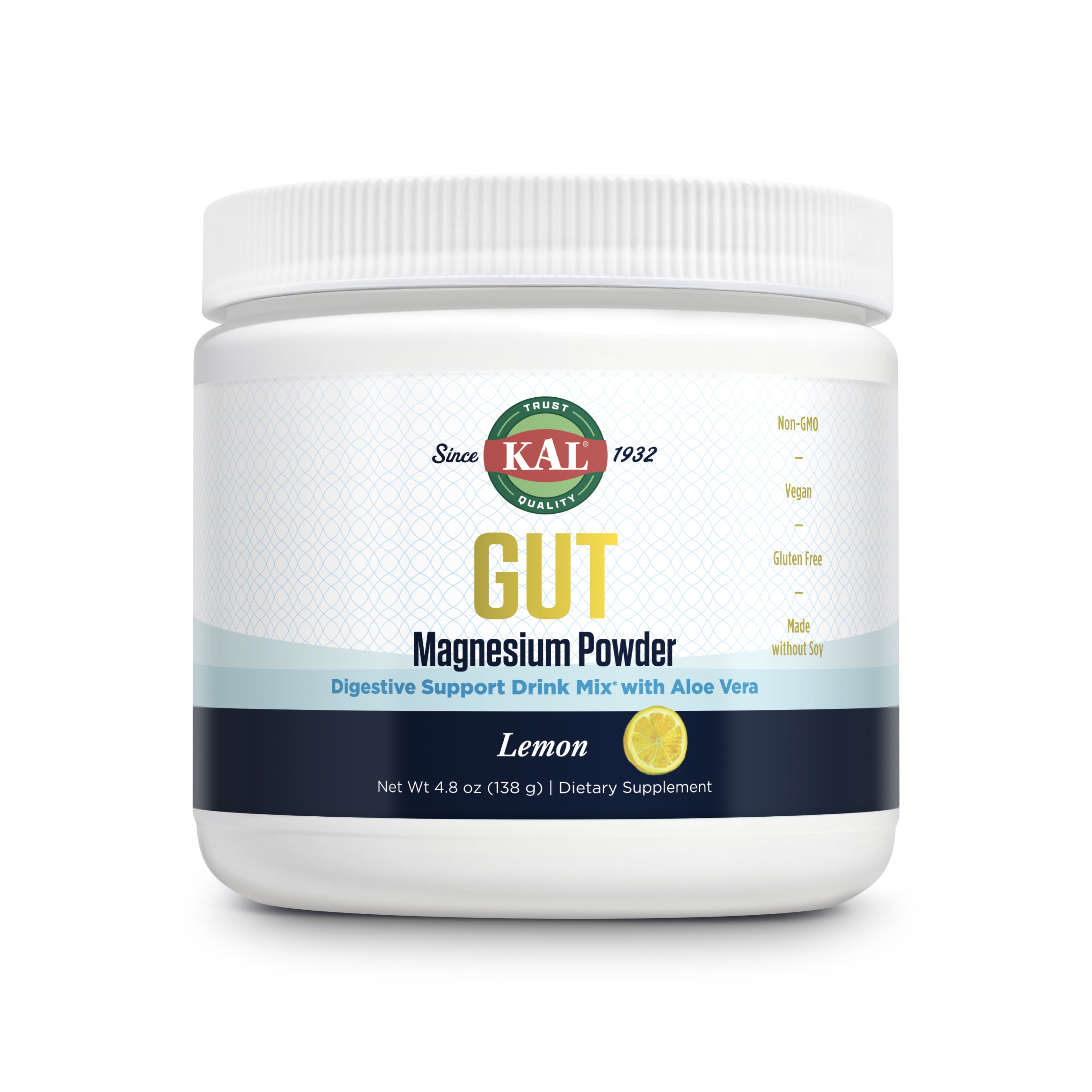KAL Gut Magnesium Plus Aloe Vera Powder - Lemon Drink Mix - Magnesium ...