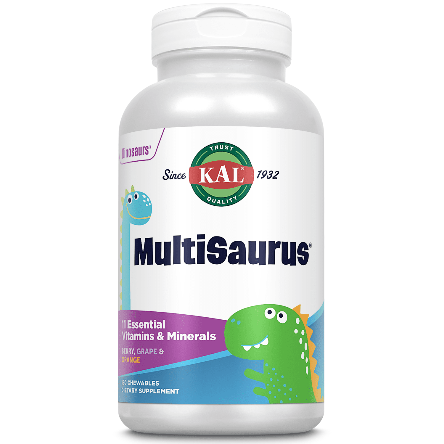 KAL Kids MultiSaurus Vitamins & Minerals | Berry, Grape & Orange Flavor ...