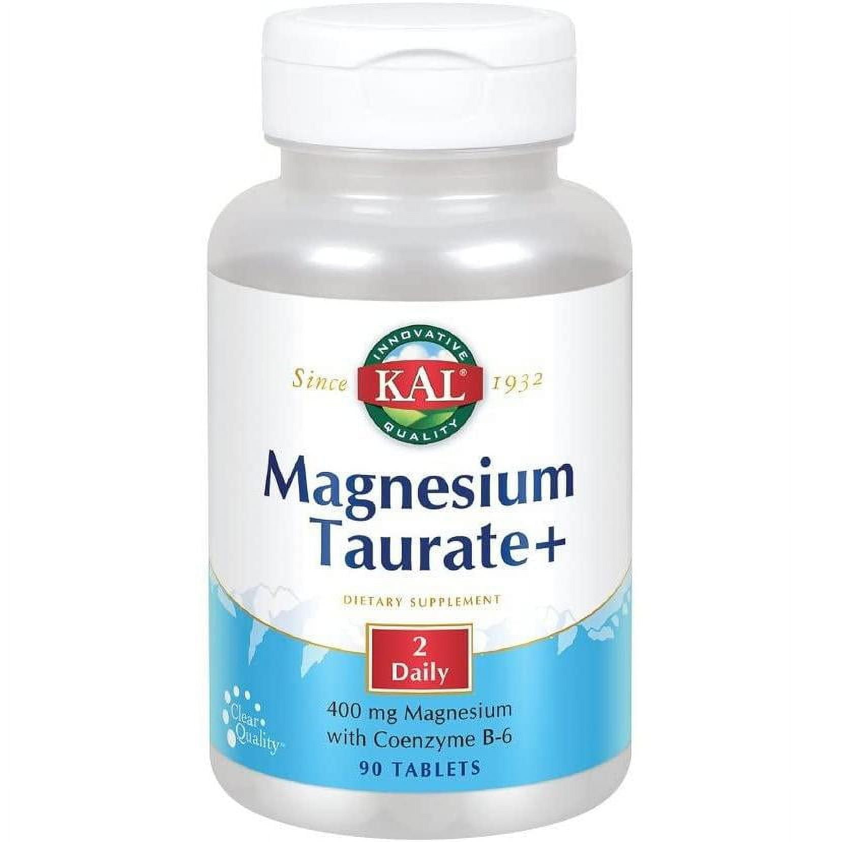 KAL Magnesium Taurate Plus 400mg w/ Coenzyme B6 | Highly Bioavailable ...