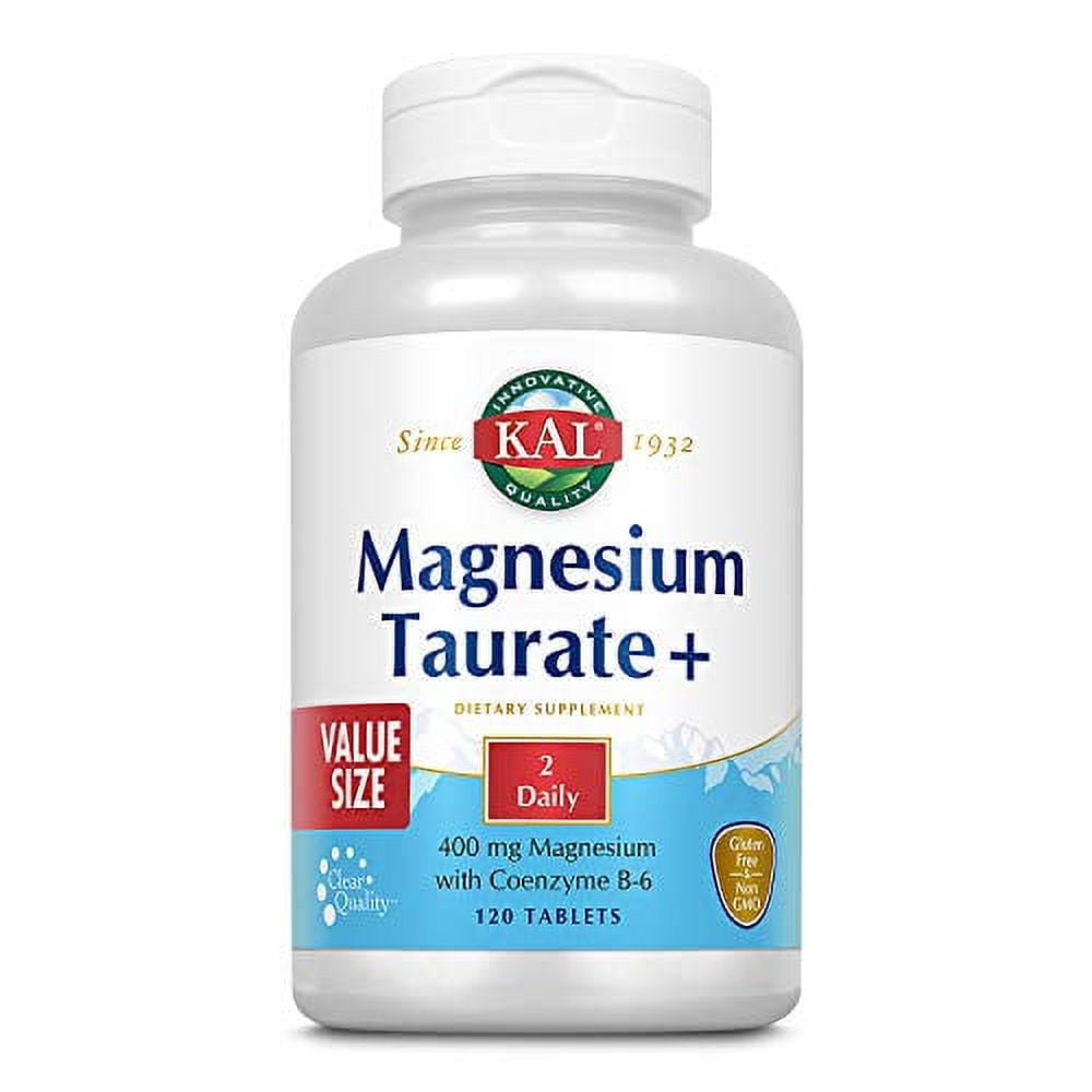 KAL Magnesium Taurate Plus 400mg with Coenzyme B6, Chelated | Nerve ...