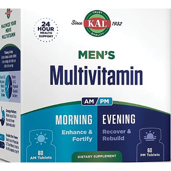 KAL Men's Multivitamin AM/PM, Antioxidants Supplement, Muscle, Immune ...