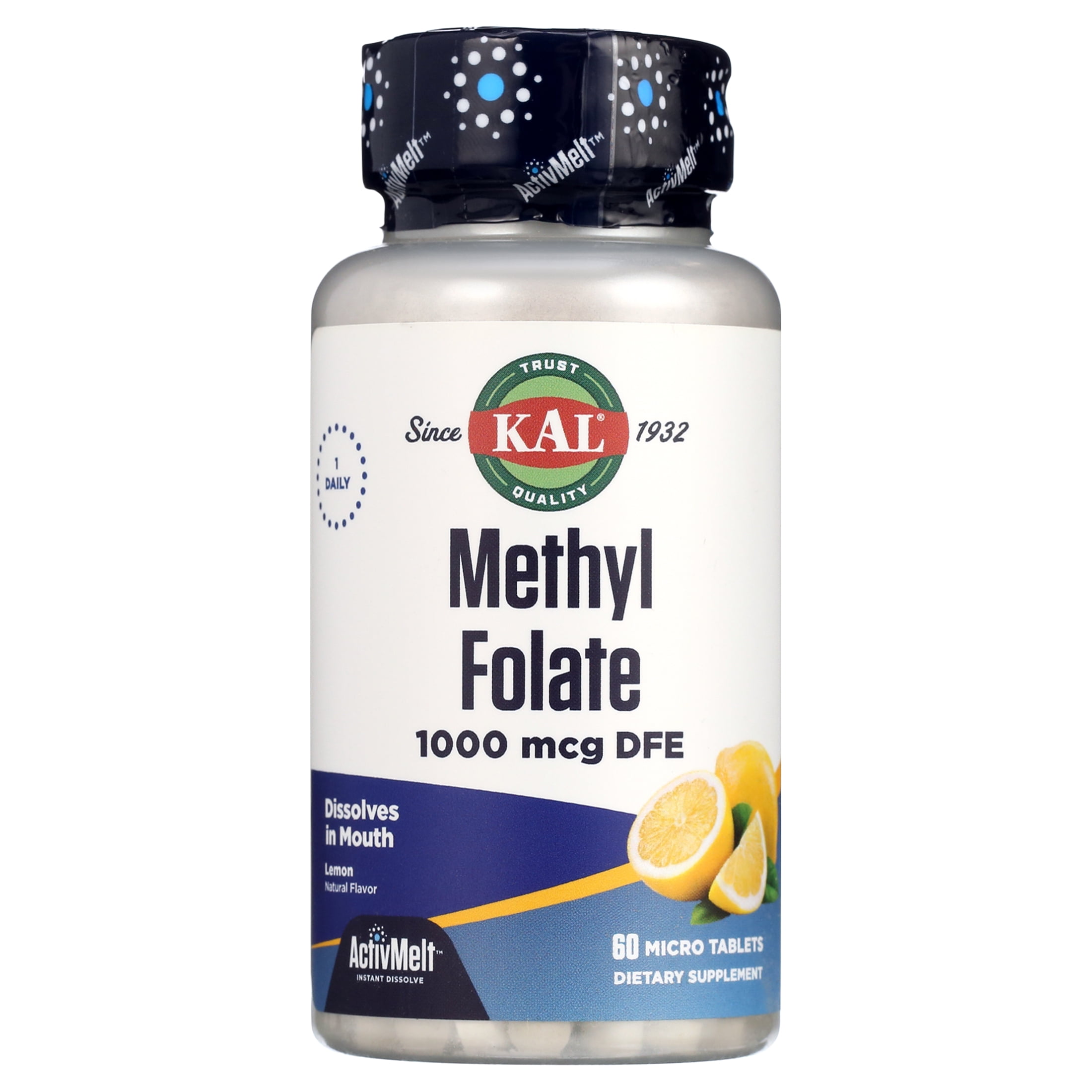 KAL Methyl Folate 1000 mcg Folic Acid | 60 Instant Dissolve Micro ...