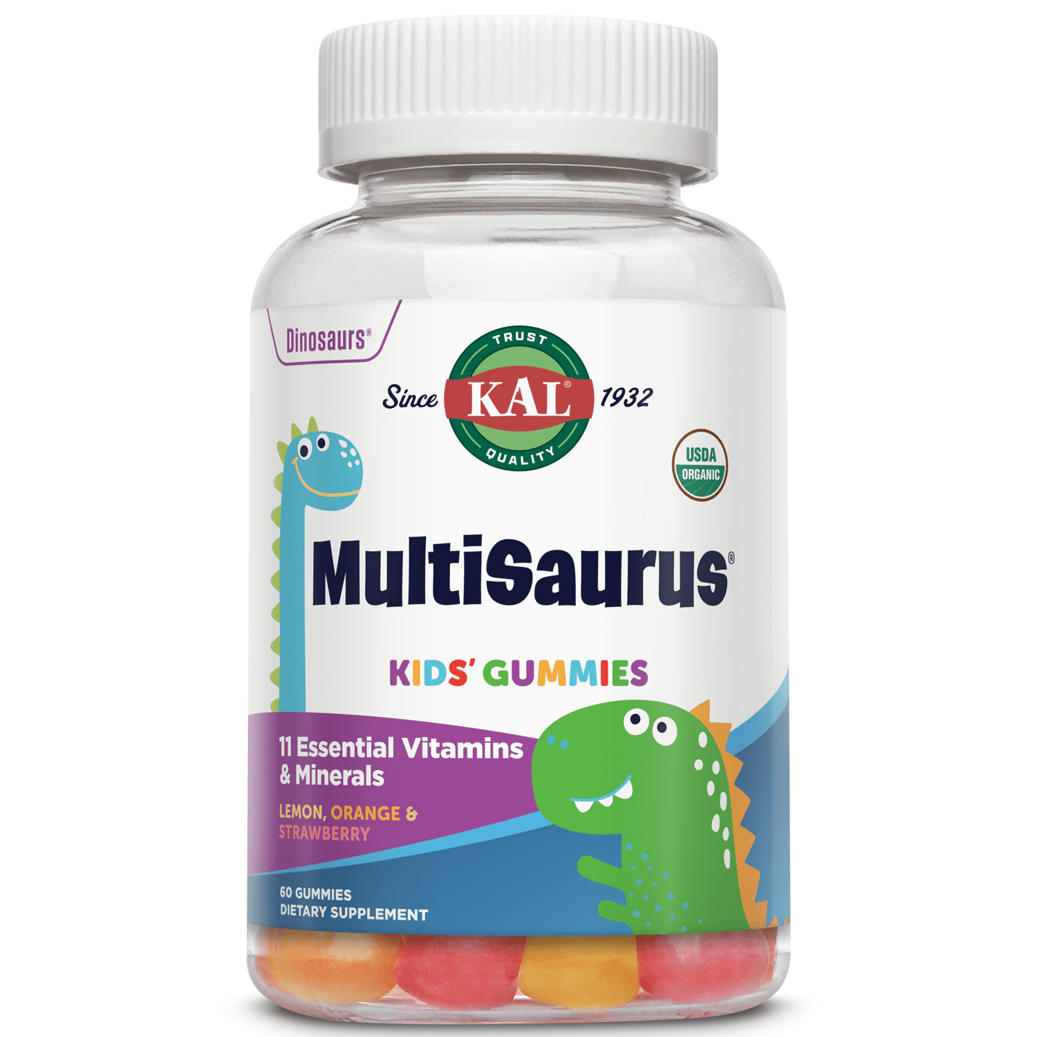 KAL Kids Vitamins MultiSaurus Gummies, Vegan, Everyday Immunity ...
