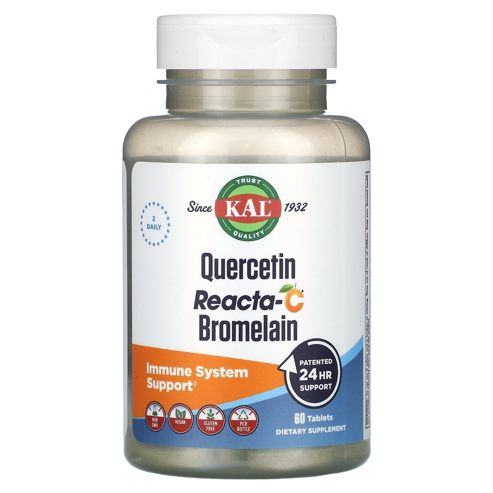 Kal Quercetin Reacta C Bromelain 60 Tablet - Vegan, Gluten Free, Immune ...