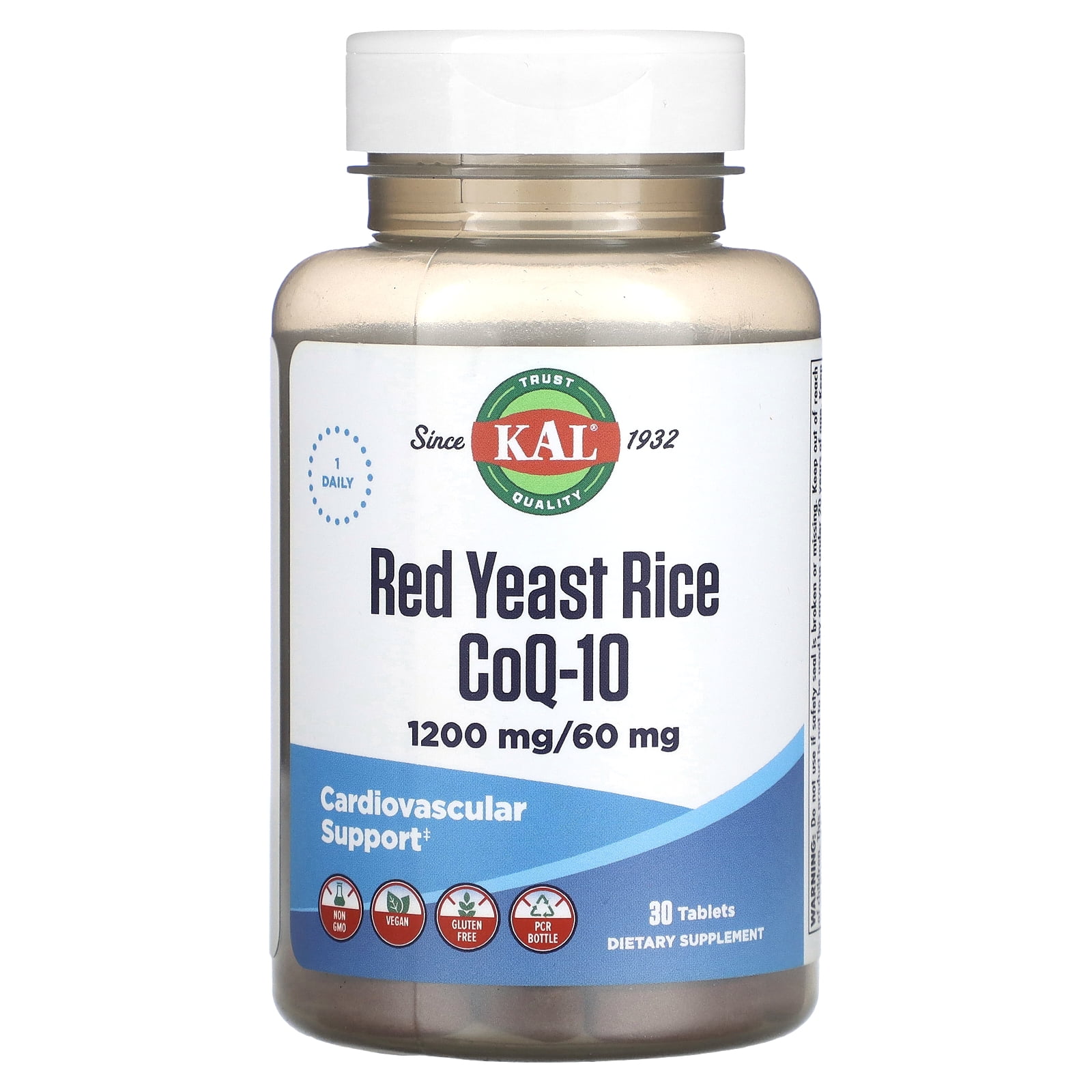 KAL Red Yeast Rice, CoQ-10, 1,200 mg/ 60 mg, 30 Tablets - Walmart.com