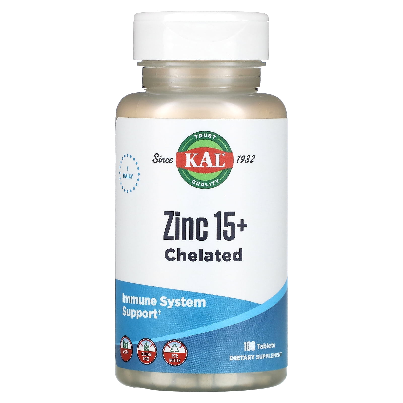 KAL Zinc 15+ w/ Betaine HCl & Trace Minerals, Vegetarian Supplement ...
