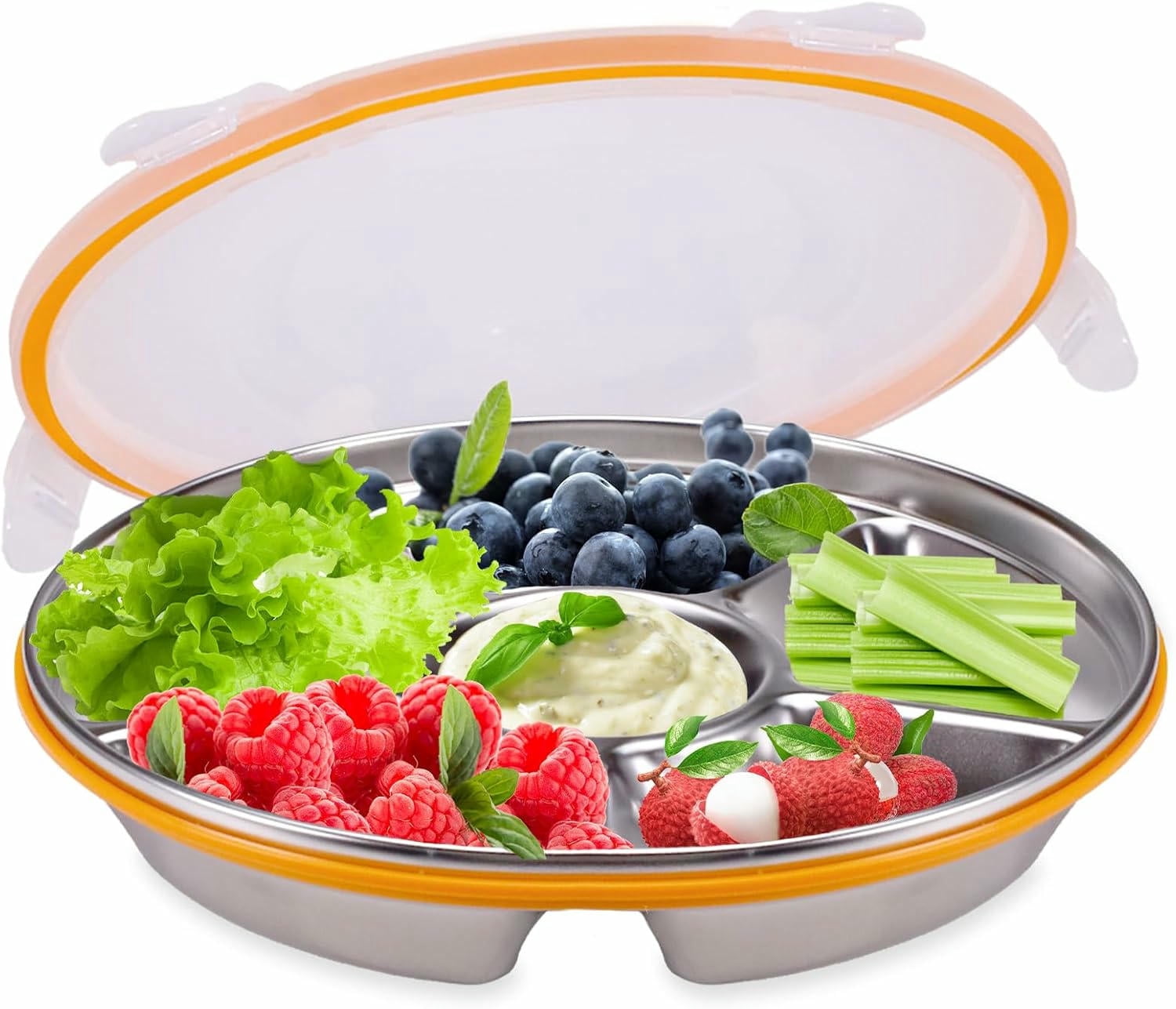 KALAKALA Divided Serving Tray with Lid 6 Compartments, 10.4 Inch ...