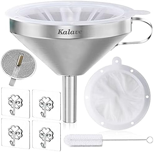 KALAVE Premium Stainless Steel Funnel, 5 Inch Food Grade Kitchen ...