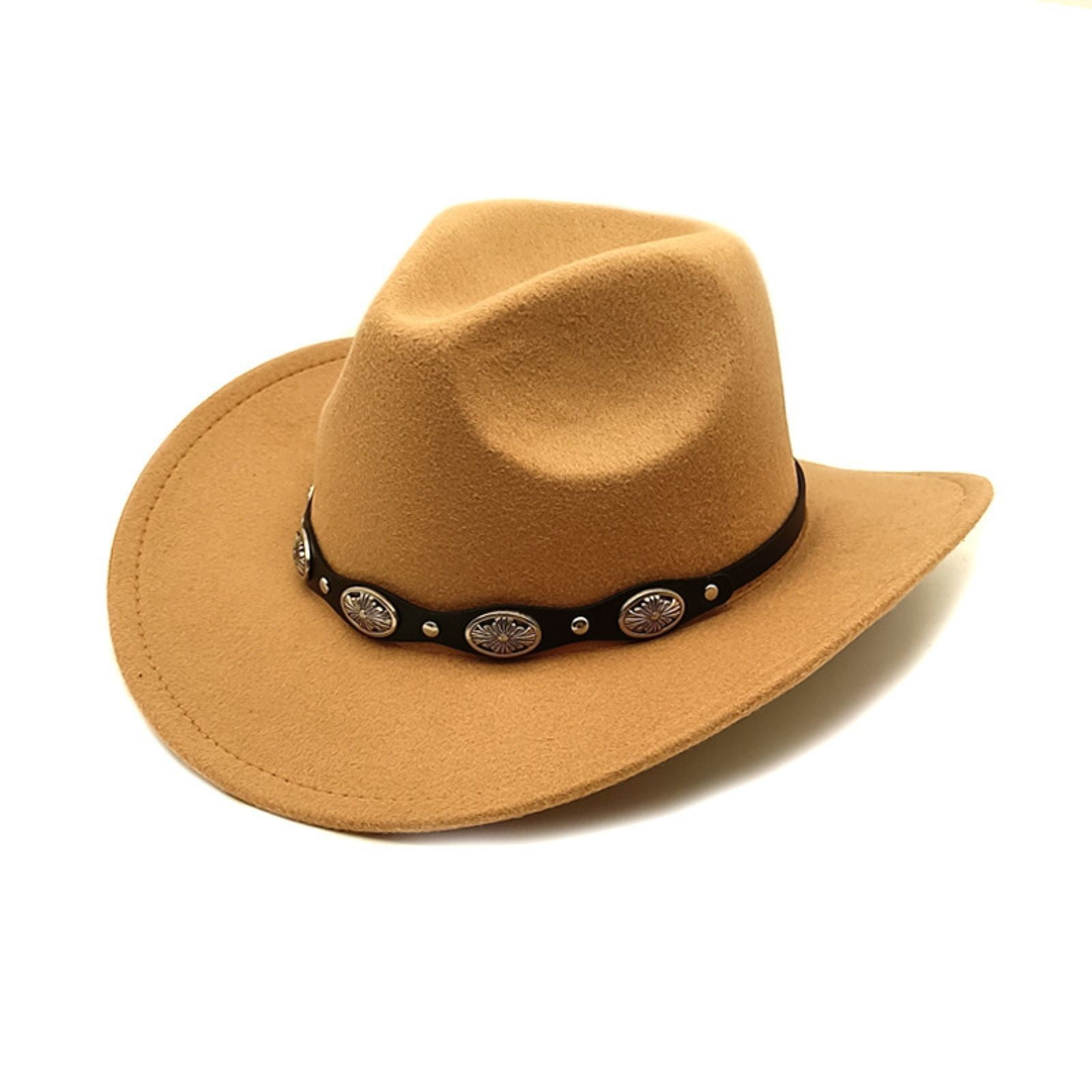 KALE Cowboy Hat Western Fedora Wide Brim Retro Solid Color Orange ...