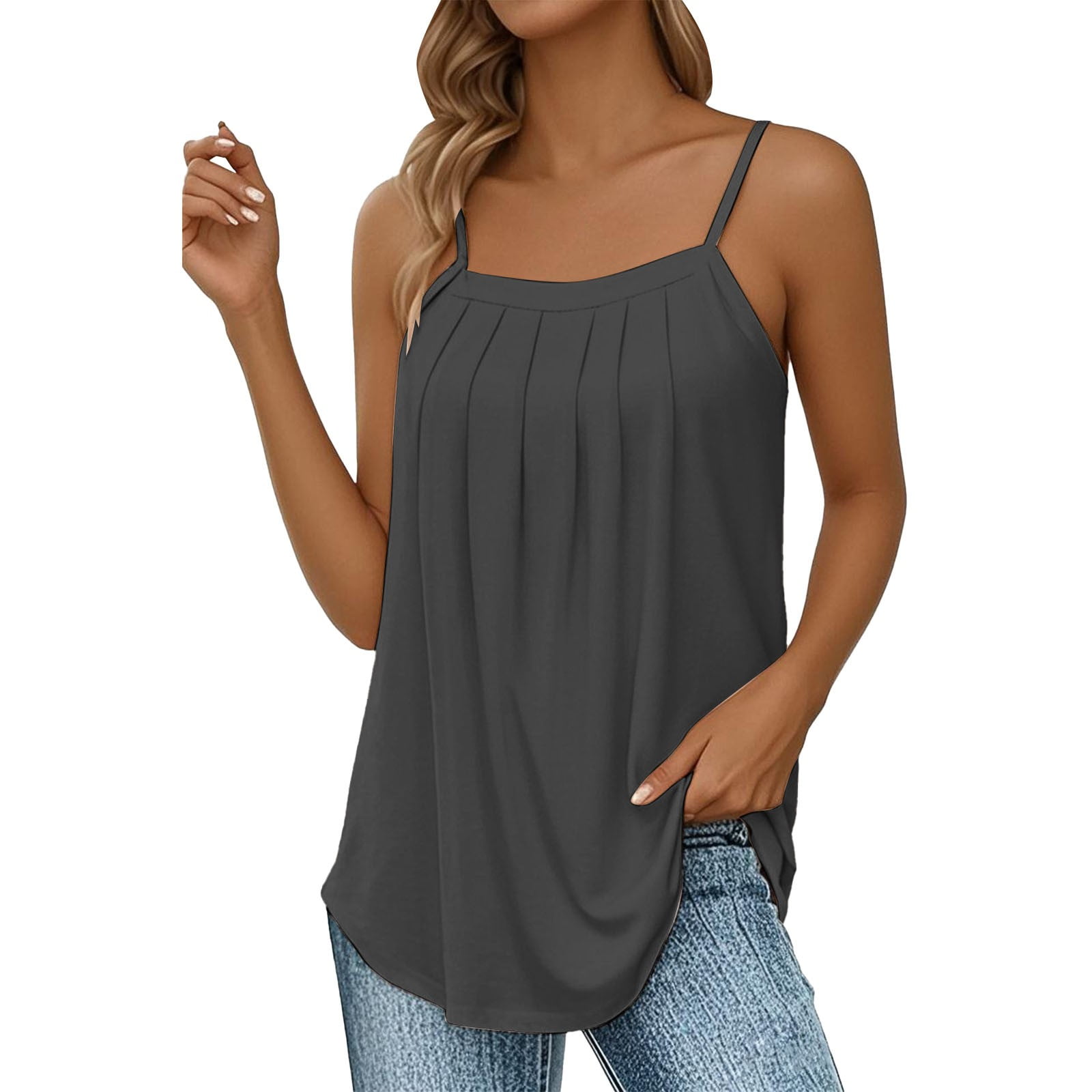 KALE Spaghetti Strap Tank Top Summer Tops for Women 2025 Loose Fit ...