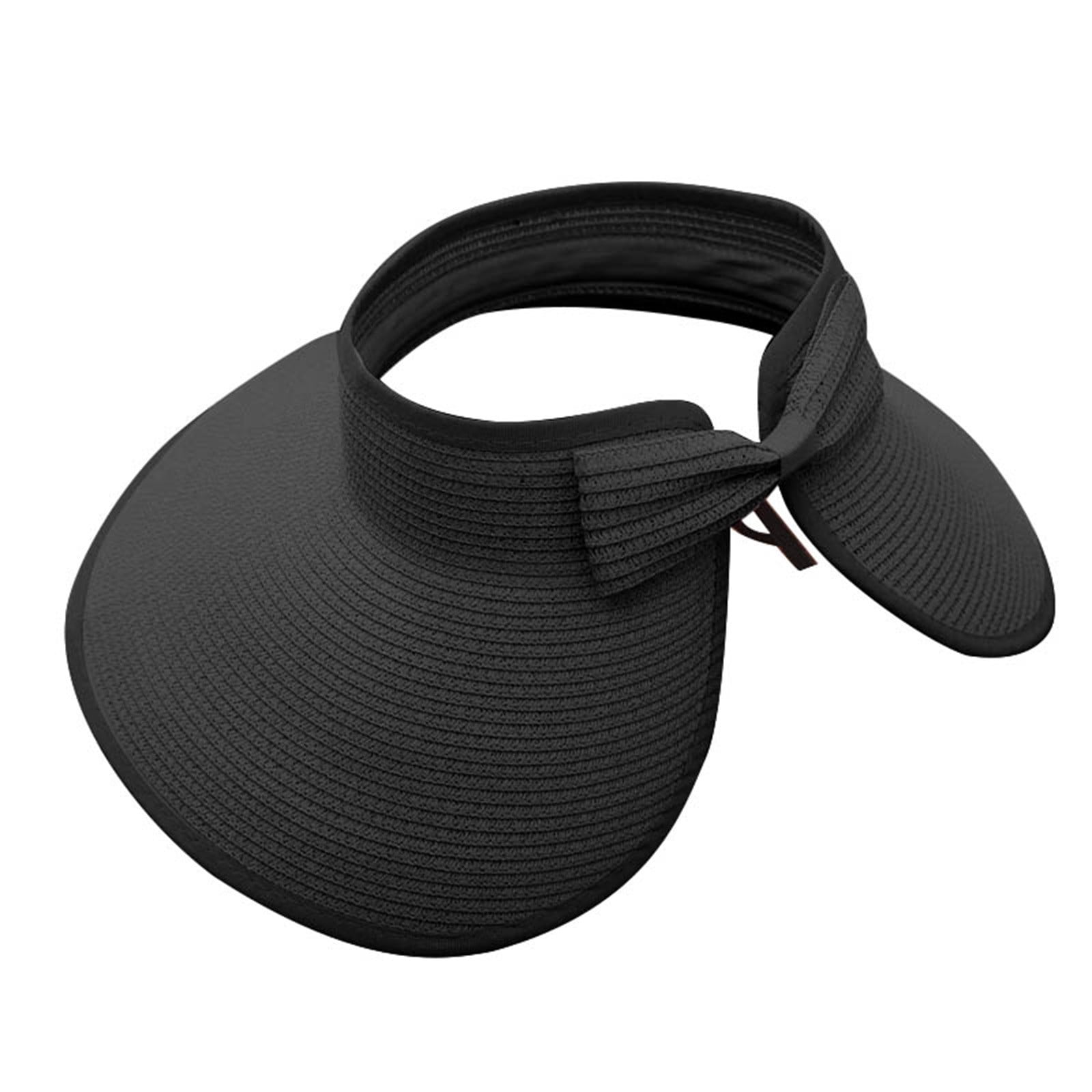 KALE Sun Hat Wide Brim Straw Foldable Beach Shield Black - Walmart.com