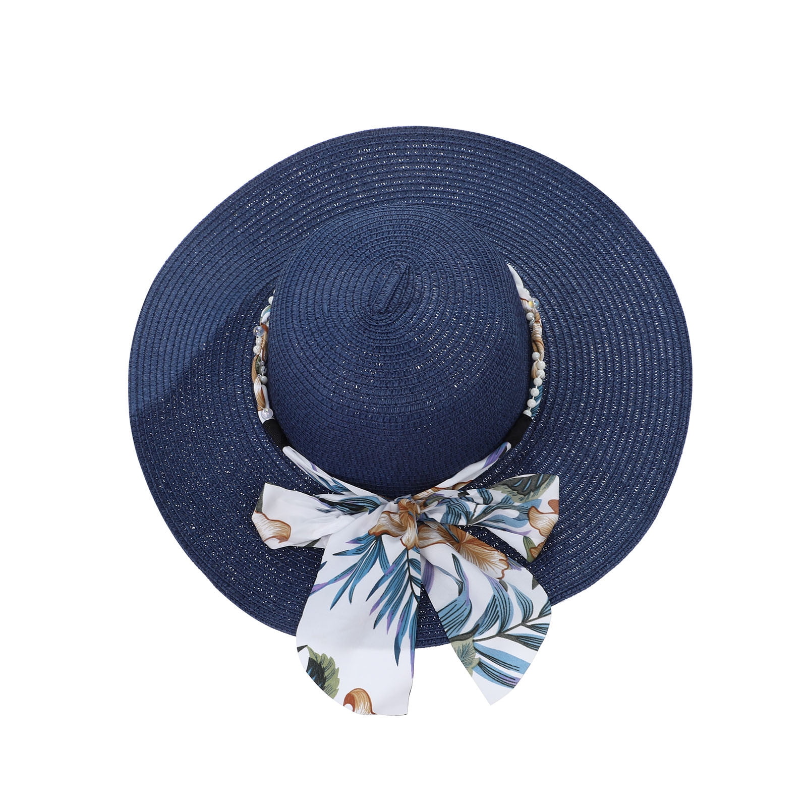 KALE Sun Hat Wide Brim Straw Foldable Shield Navy - Walmart.com