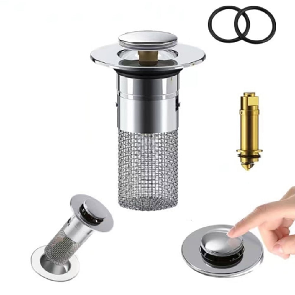 KALEFU 1/2 Pop Up Bathroom Drain Stopper Hair Catcher with Removable ...
