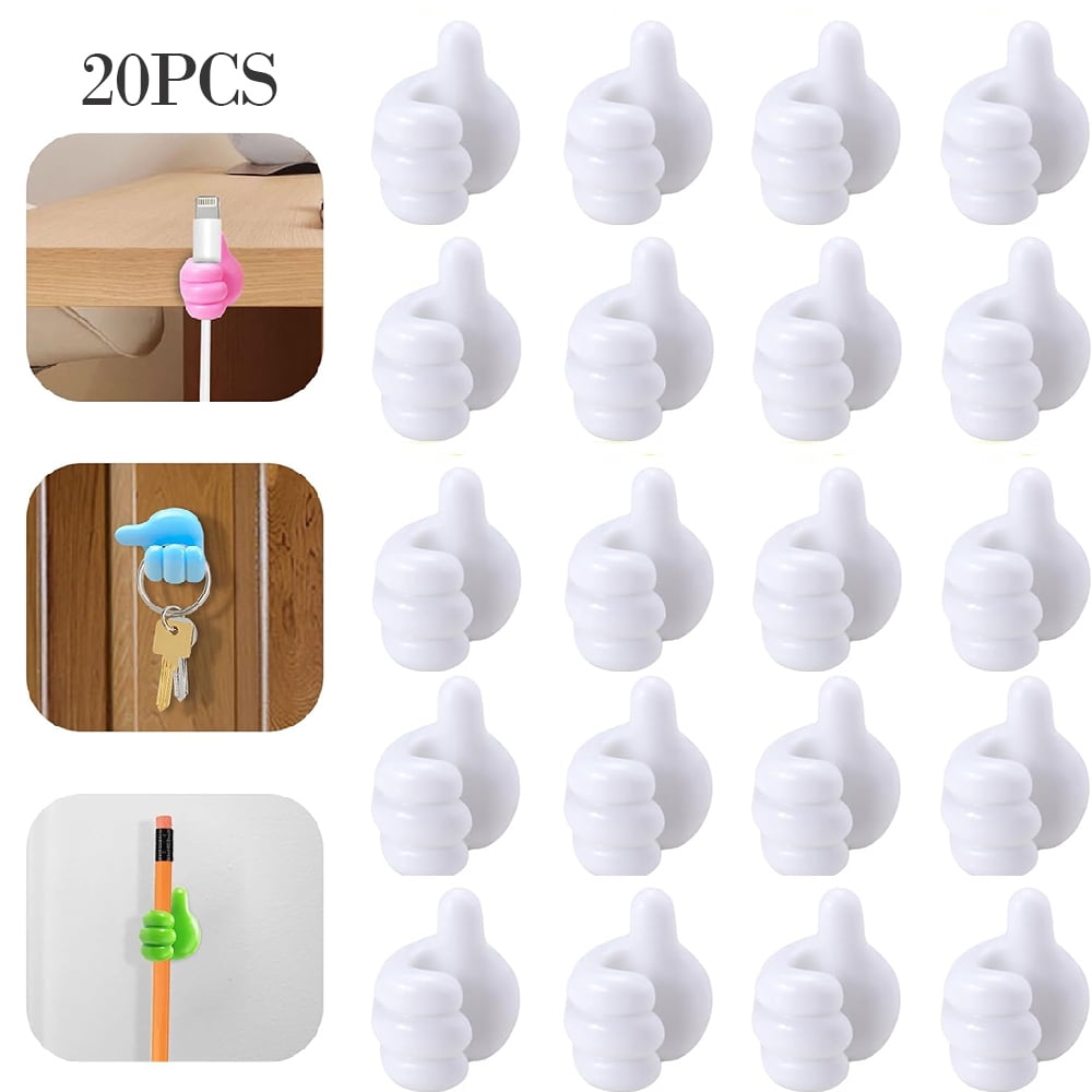 KALEFU 20 Pcs Self Adhesive Silicone Thumb Hooks Cable Organizer ...