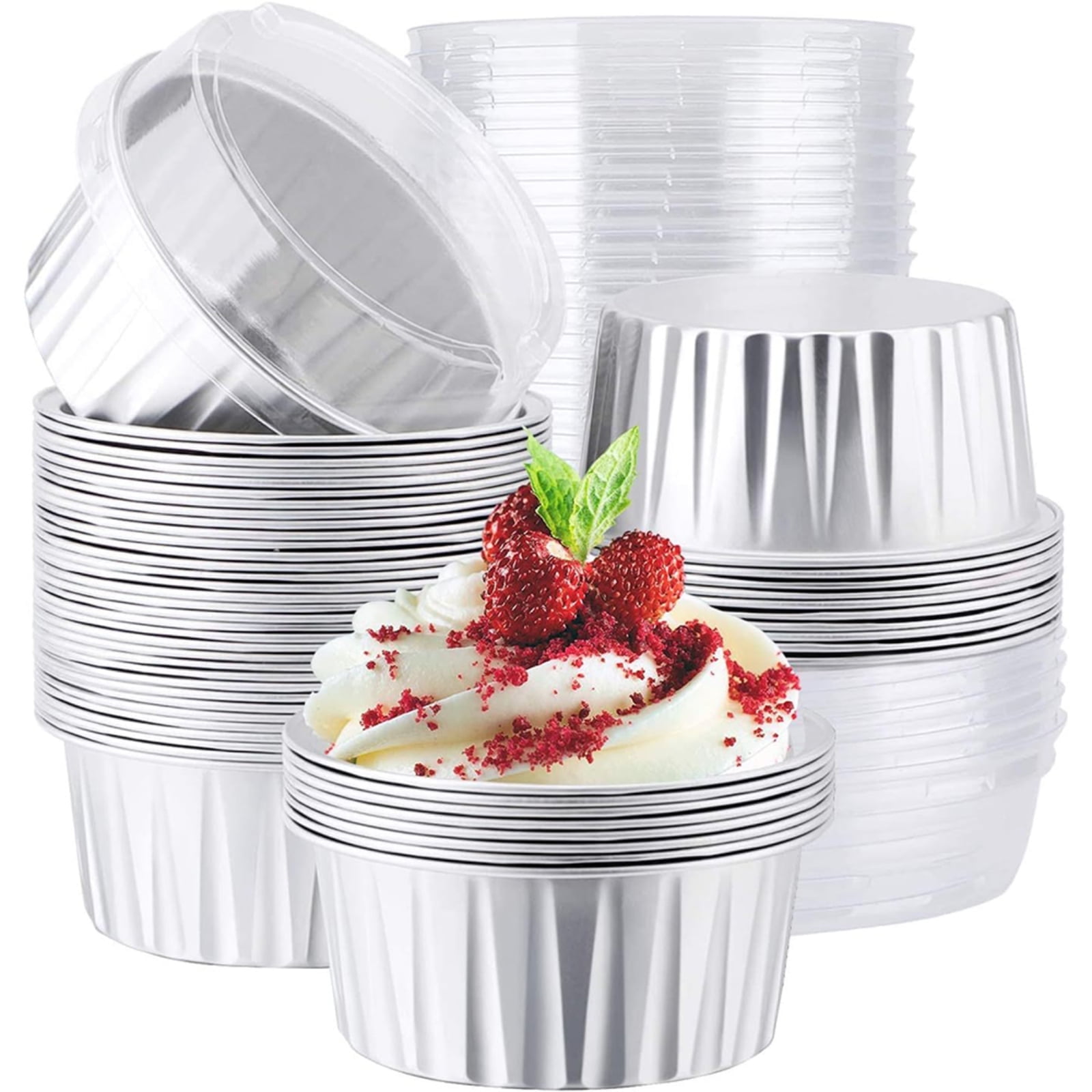 KALEFU Assorted Colors Baking Cups with Lids and Fork Cupcake Liners ...