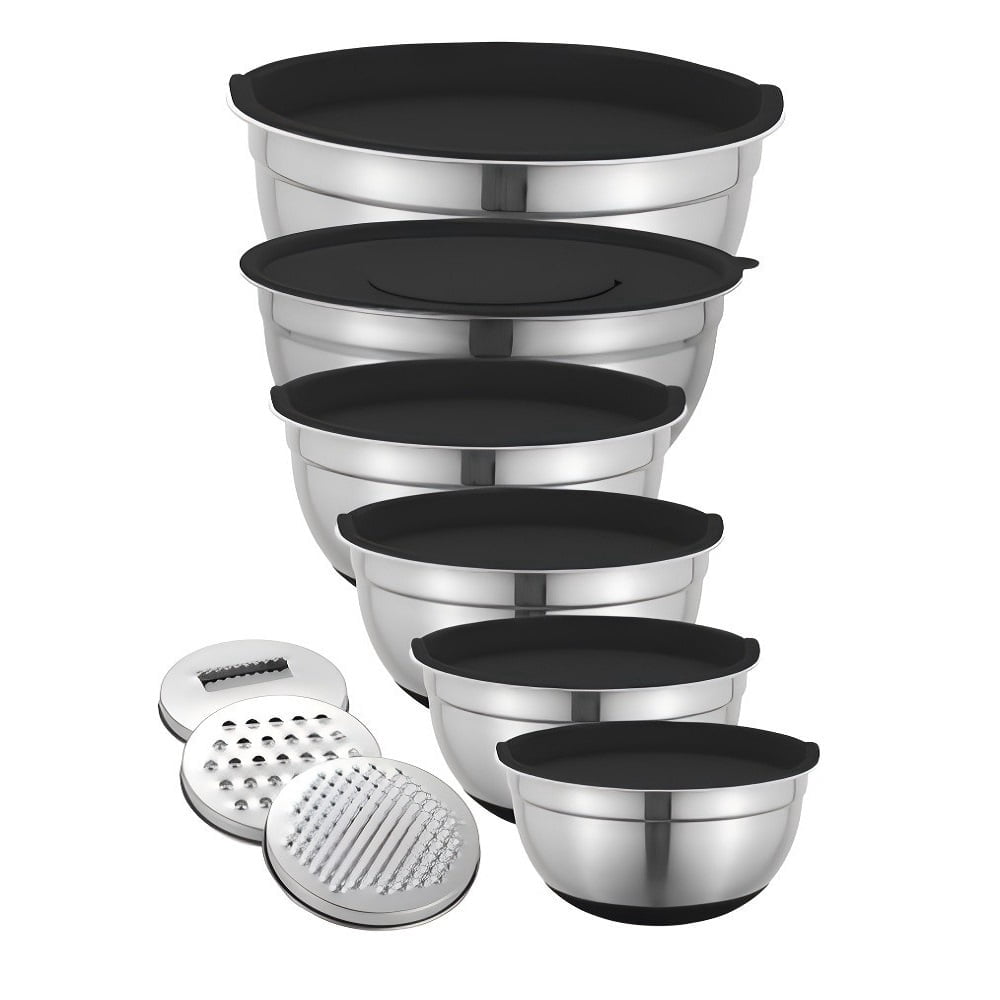 KALEFU Mixing Bowls Set with Airtight Lids 6PCS Stainless Steel Nesting ...