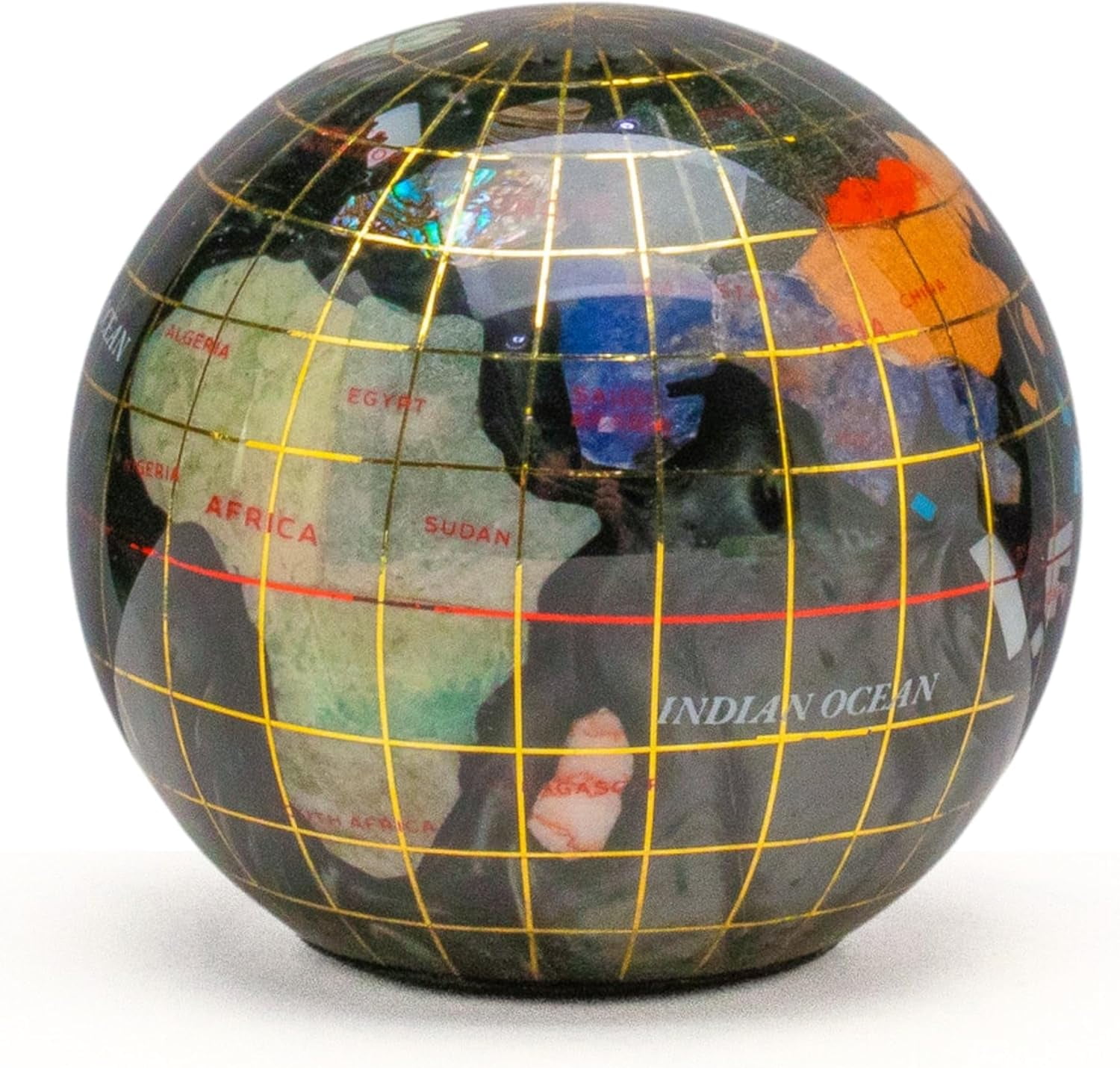 KALIFANO 3" Gemstone Globe Paperweight with Black Opalite Ocean ...