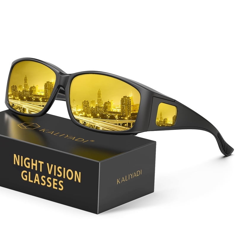 KALIYADI Fit-Over Night-Vision-Glasses for Women: Striped Anti Glare ...