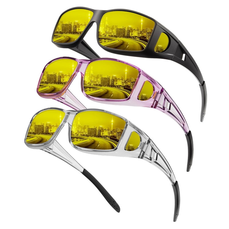KALIYADI Night-Vision-Glasses Fit-Over-Glasses Wrap-Around Glasses ...