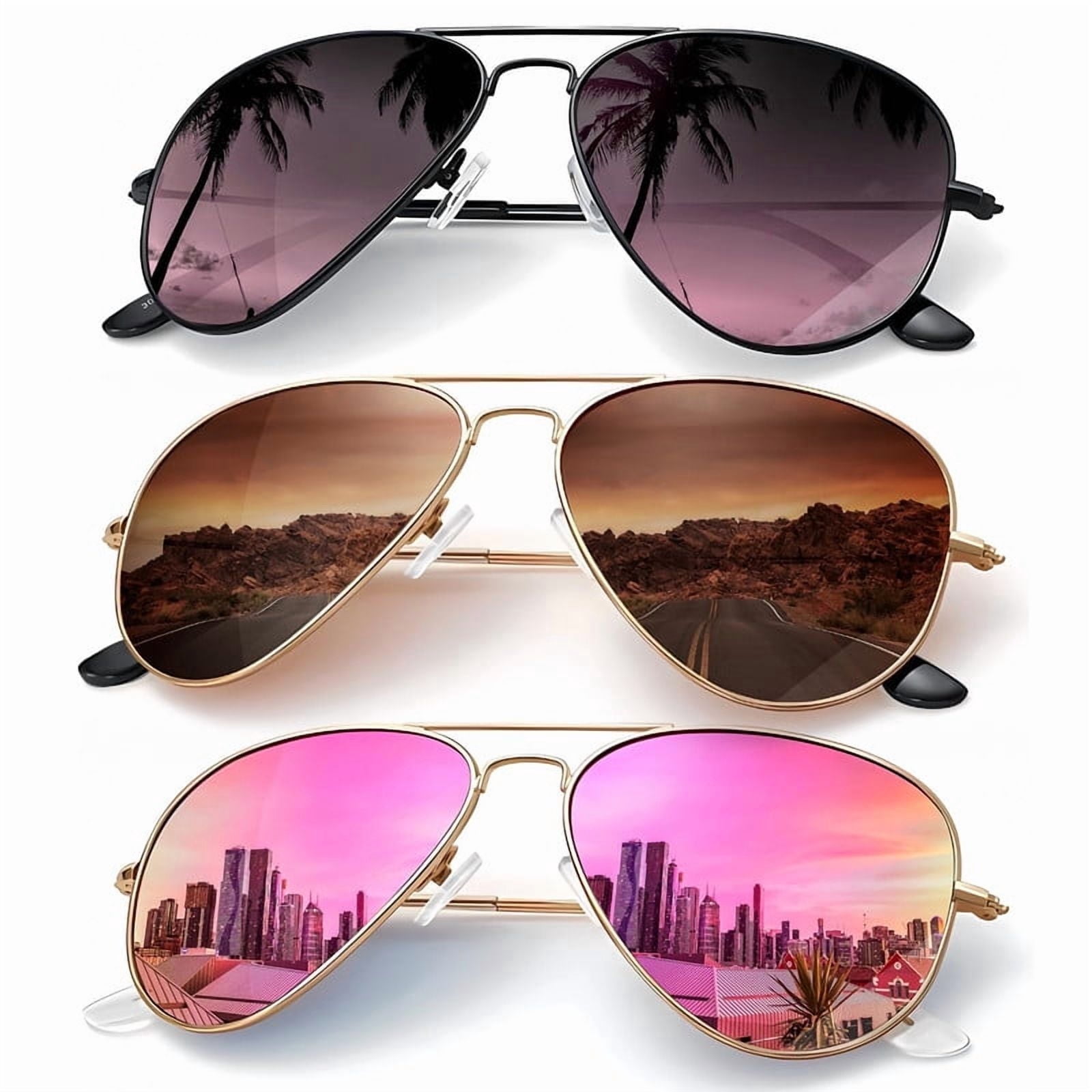 KALIYADI, Classic Aviator Sunglasses, 3 Pack, Polarized UV Blocking ...